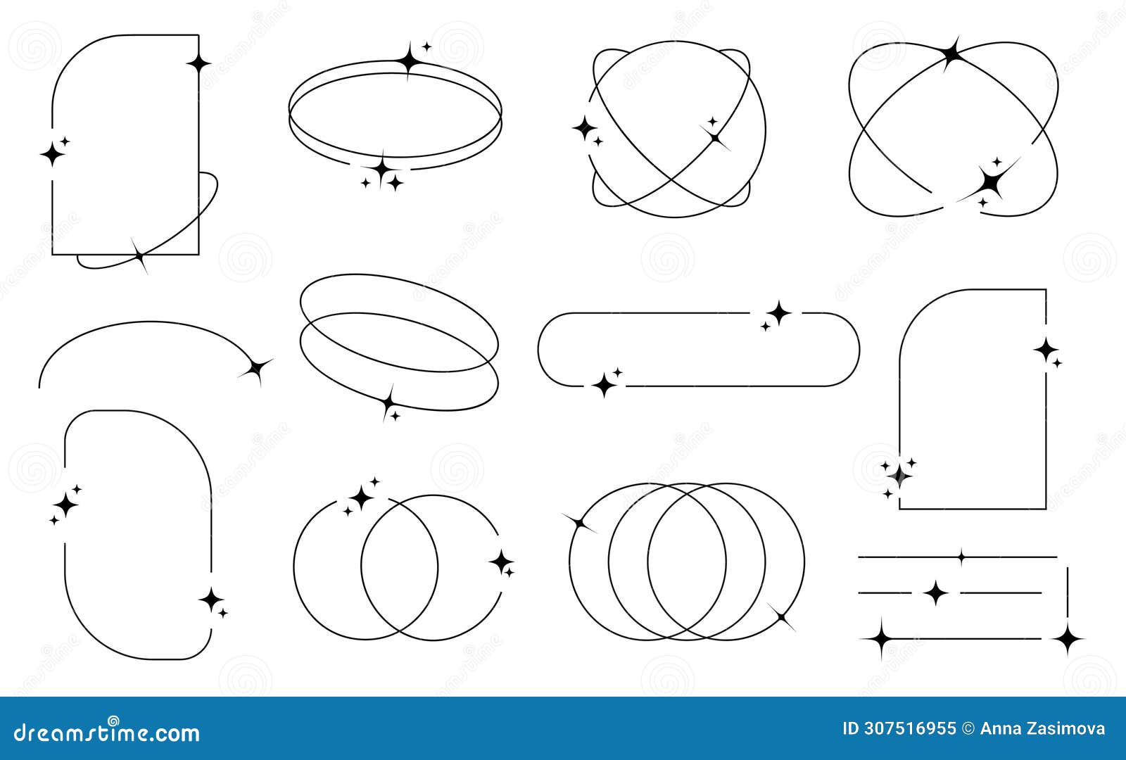Trendy Line Elements Collection. Minimalist Frames And Borders With ...
