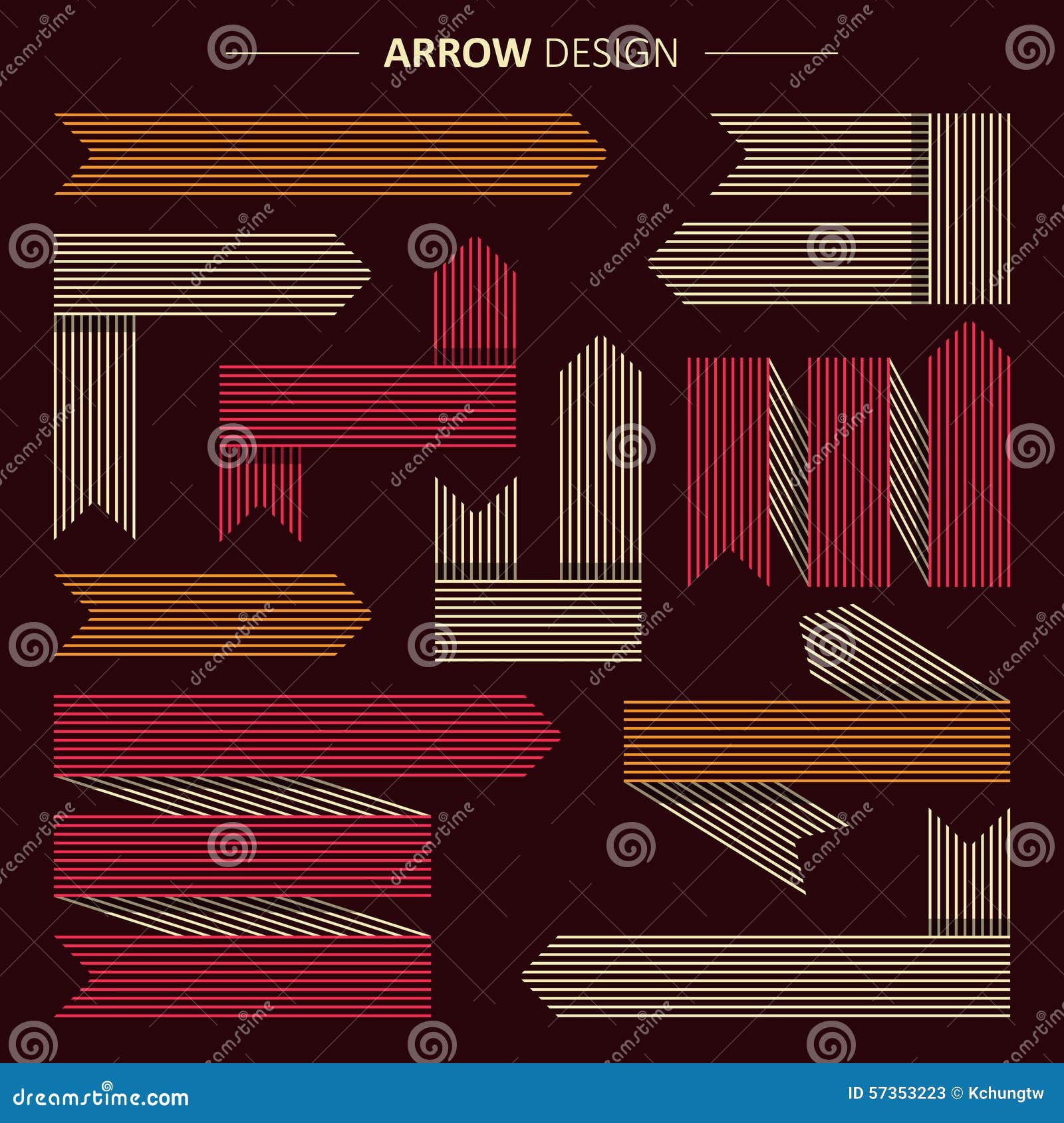 Trendy Line Style Arrows Set Stock Vector - Illustration of infographic ...