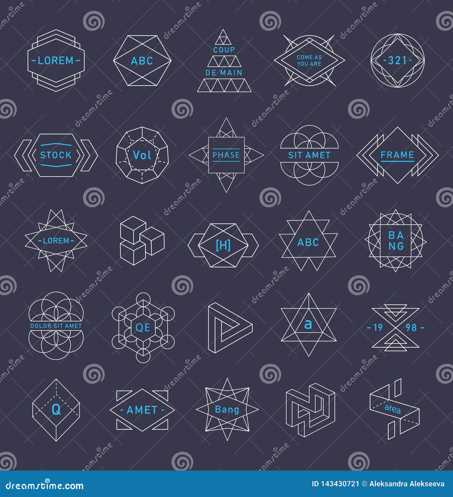 Trendy Logos Geometric Shapes Vector Set Stock Vector - Illustration of ...