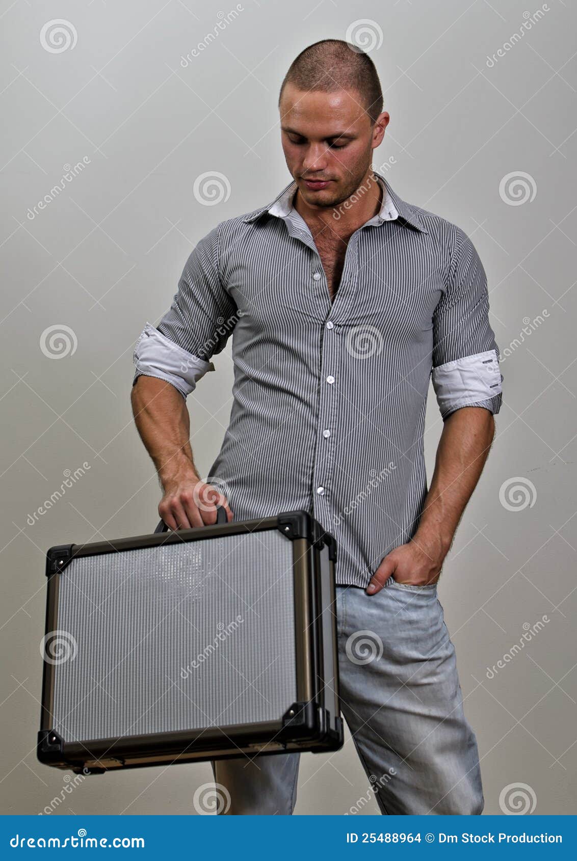Trendy Male Holding Suitcase. Stock Photo - Image of portrait, fashion ...