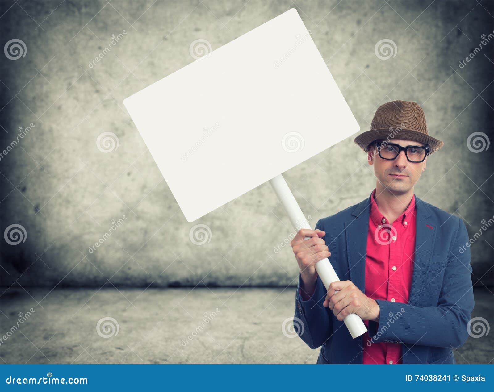 Trendy Man Holding Protest Sign Stock Image - Image of placard ...