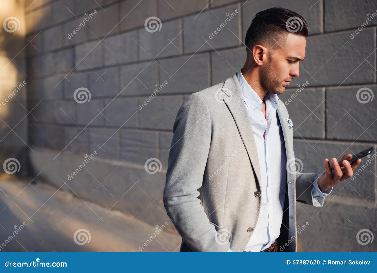 Trendy Man with Mobile Phone Stock Photo - Image of businessmen, good ...