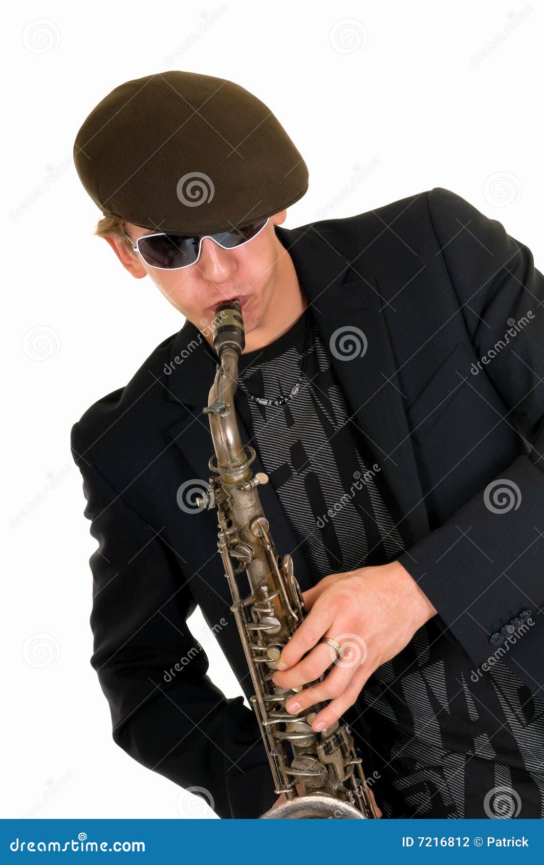 Trendy Man Playing Saxophone Stock Photo - Image of body, playing: 7216812