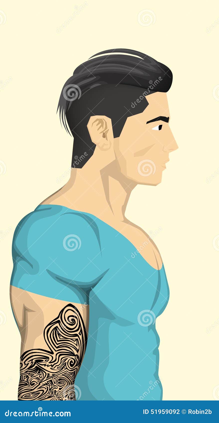Trendy Men with Abstract Tattoo Stock Vector - Illustration of ...