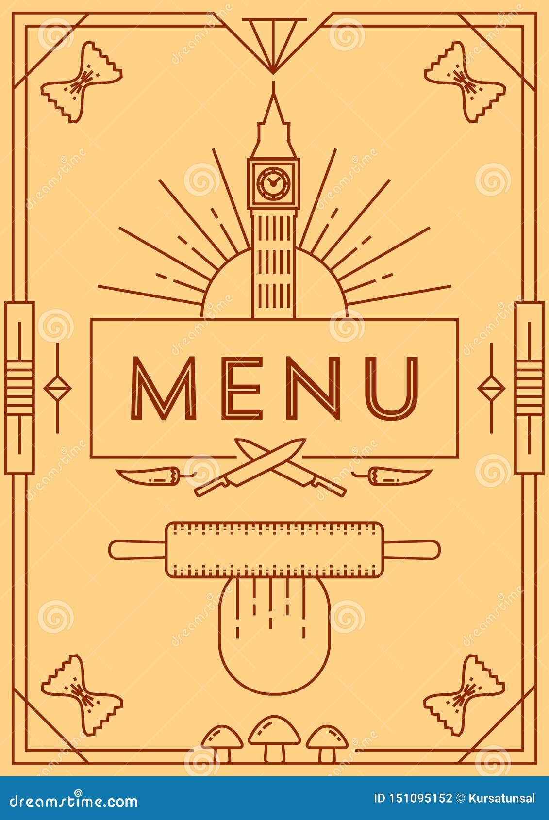 Trendy Menu Design with Linear Icons Stock Vector - Illustration of ...
