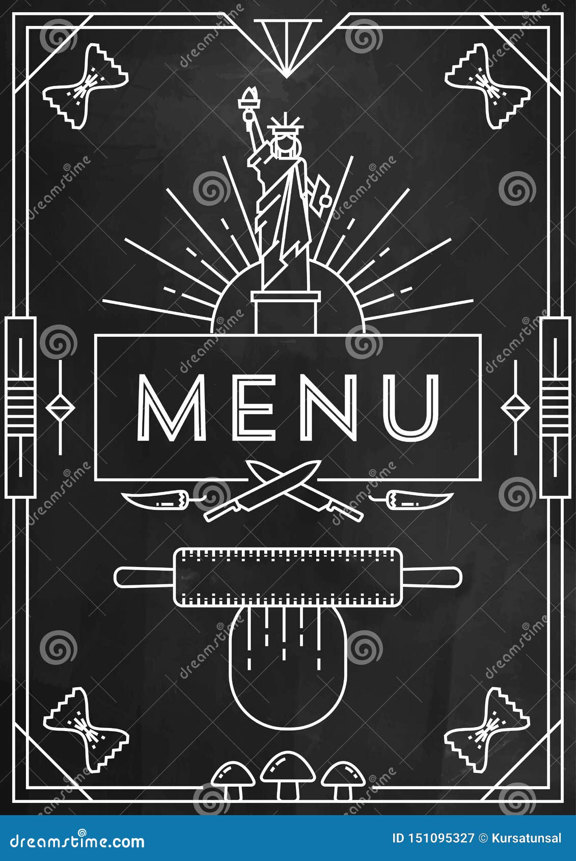 Trendy Menu Design with Linear Icons Stock Vector - Illustration of ...