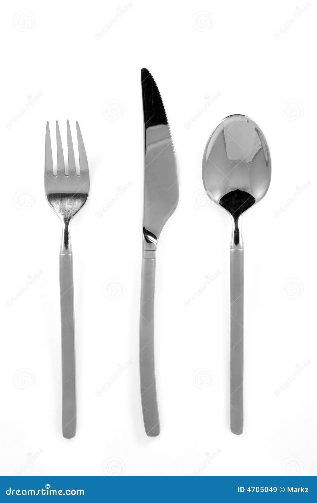 Trendy Metal Fork Knife and Spoon Isolated Stock Image - Image of ...