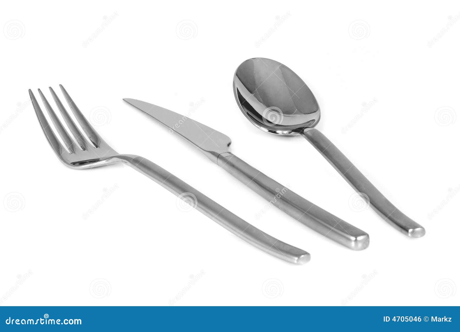 Trendy Metal Fork Knife and Spoon Isolated on Whit Stock Photo - Image ...