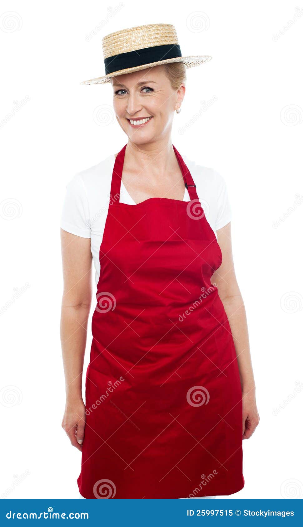 Trendy Middle Aged Cheerful Cook Wearing Hat Stock Image - Image of ...