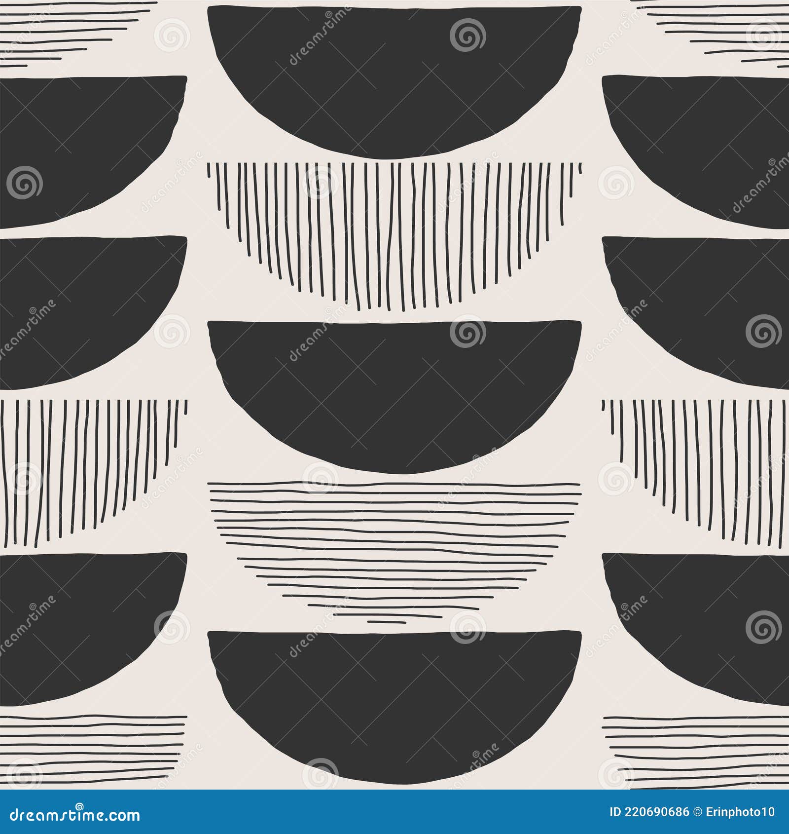 Minimalist Seamless Pattern With Jellyfish, Sea Shells, And Plants ...