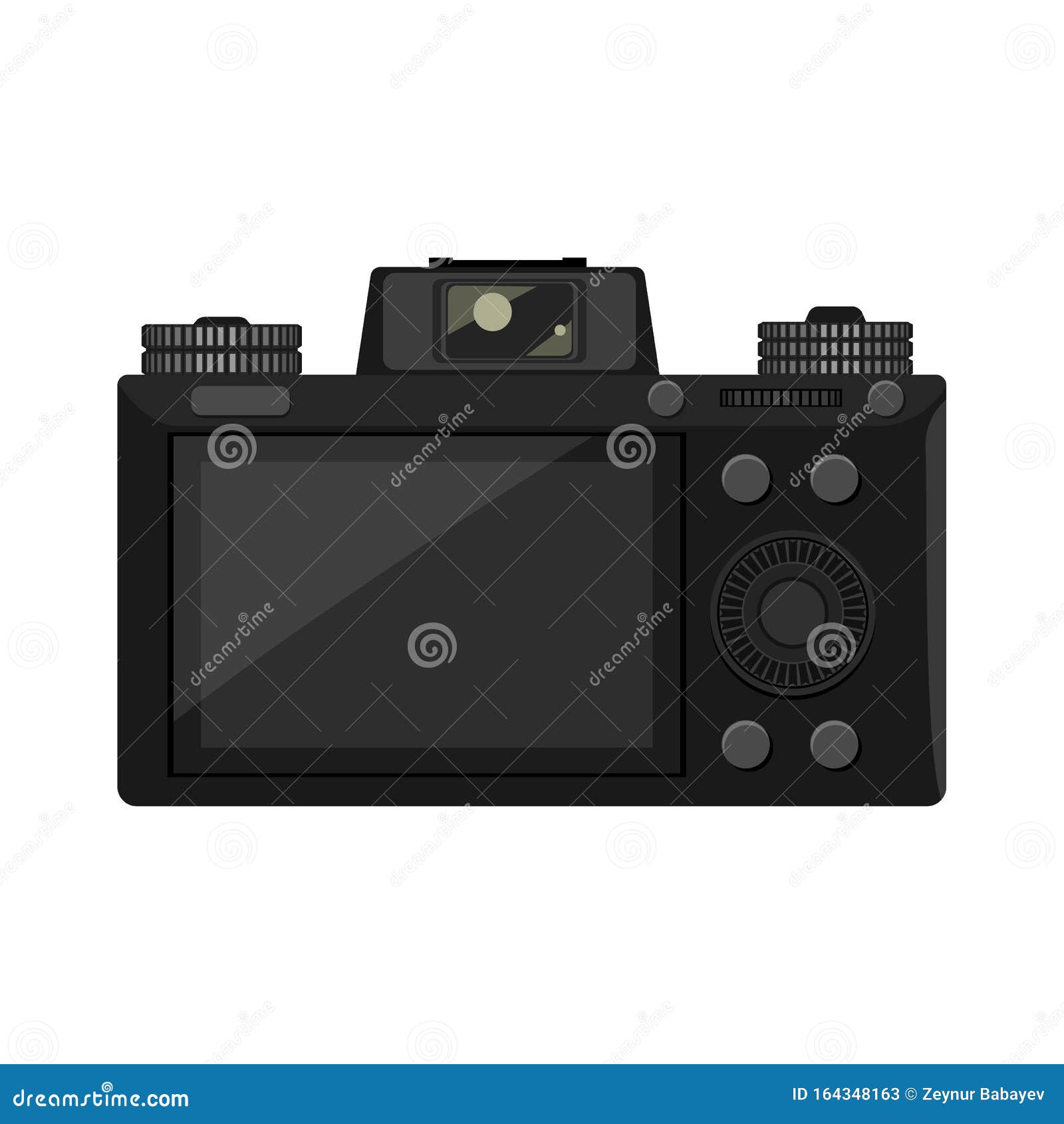 Trendy Mirrorless Camera Back Side View with High Detailed Illustrated ...