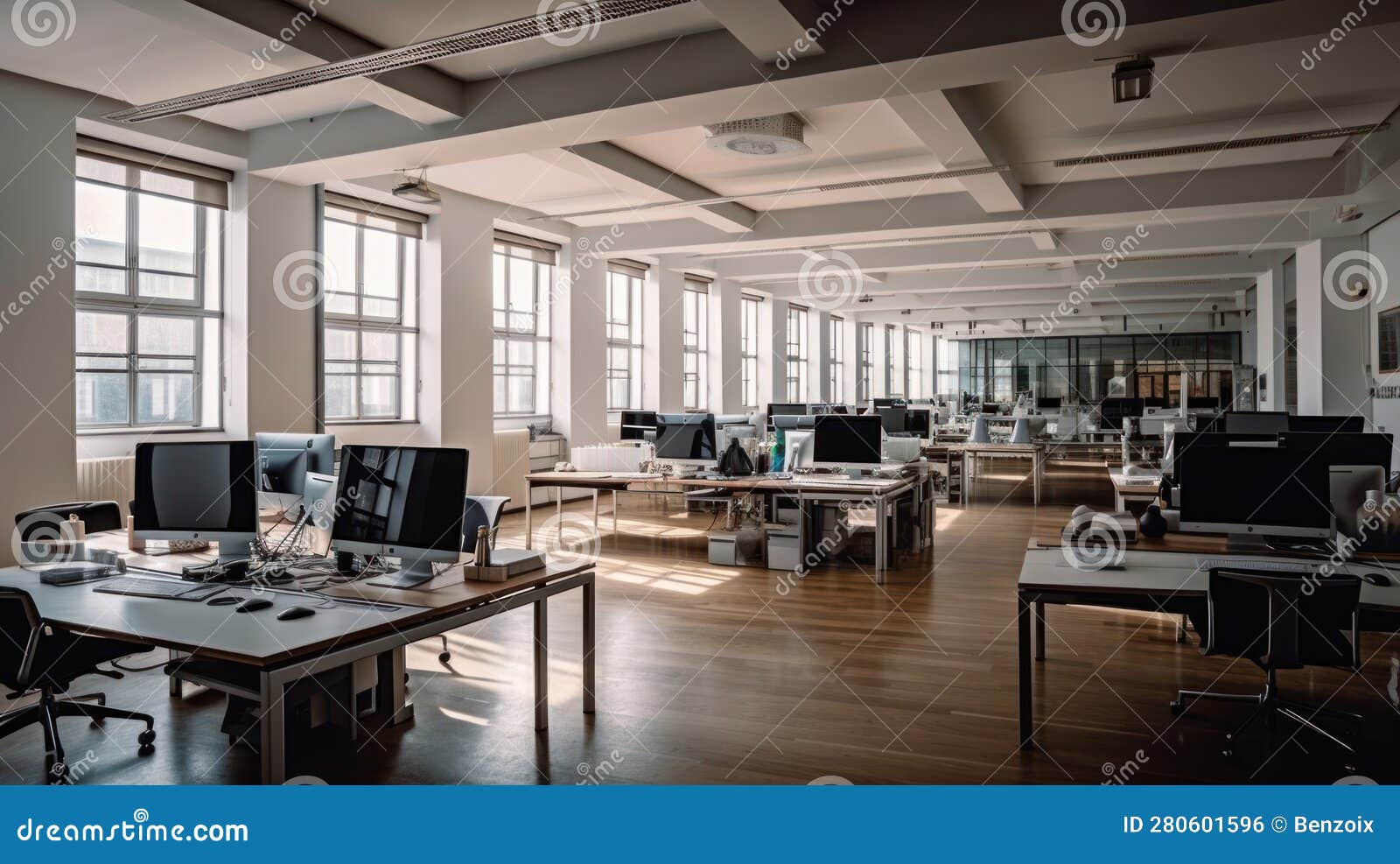 Trendy Modern Open Concept Loft Office Space with Big Windows, Natural Light and a Layout To ...