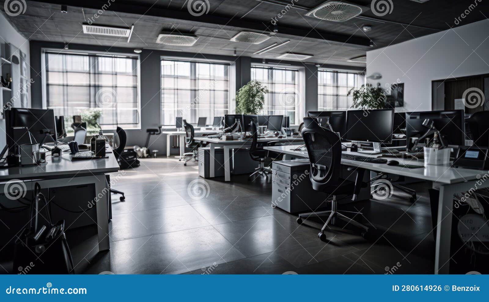 Trendy Modern Open Concept Loft Office Space with Big Windows, Natural Light and a Layout To ...