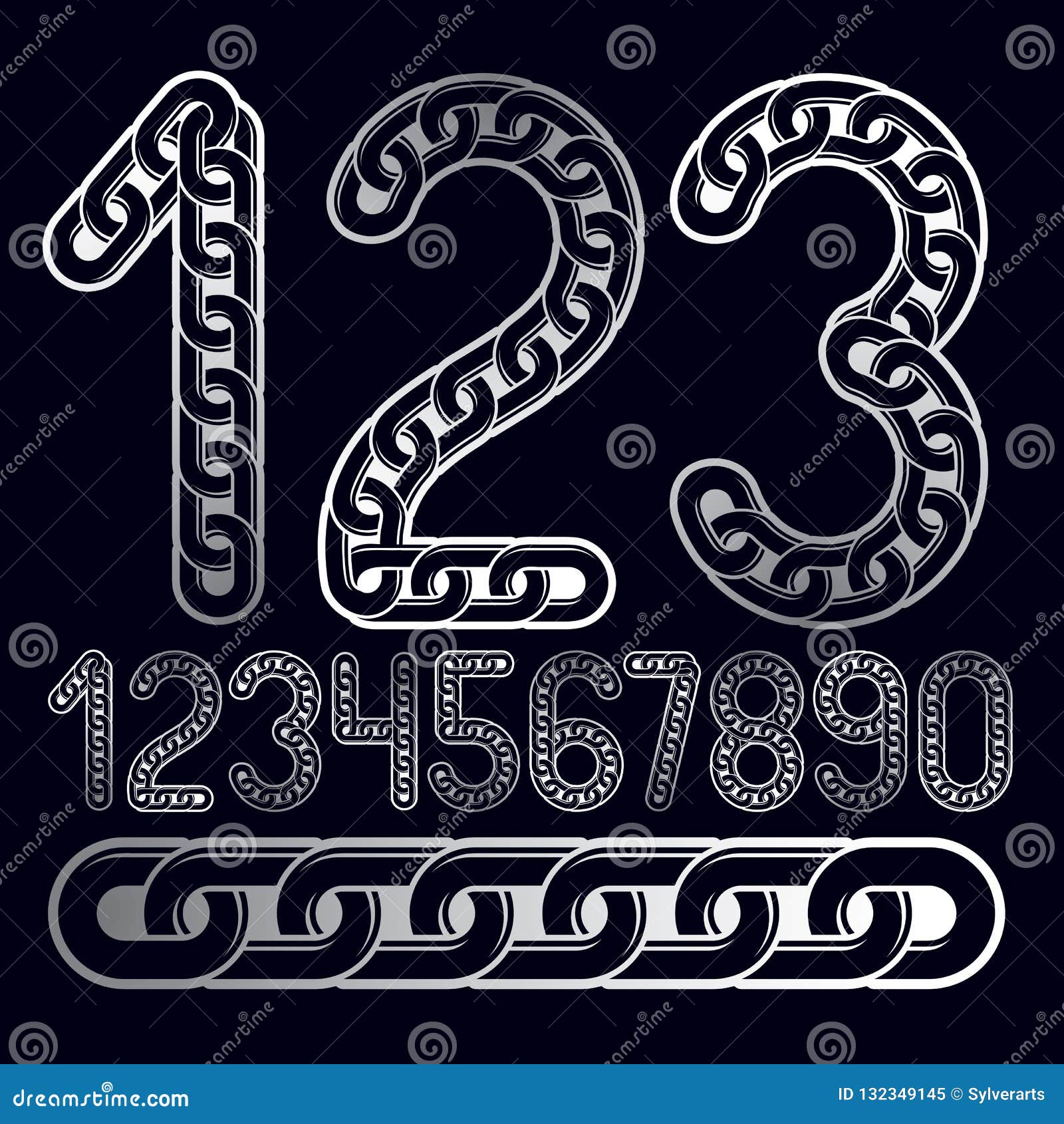 Trendy Numbers Collection, Vector Numeration. Made with Iron Chain ...