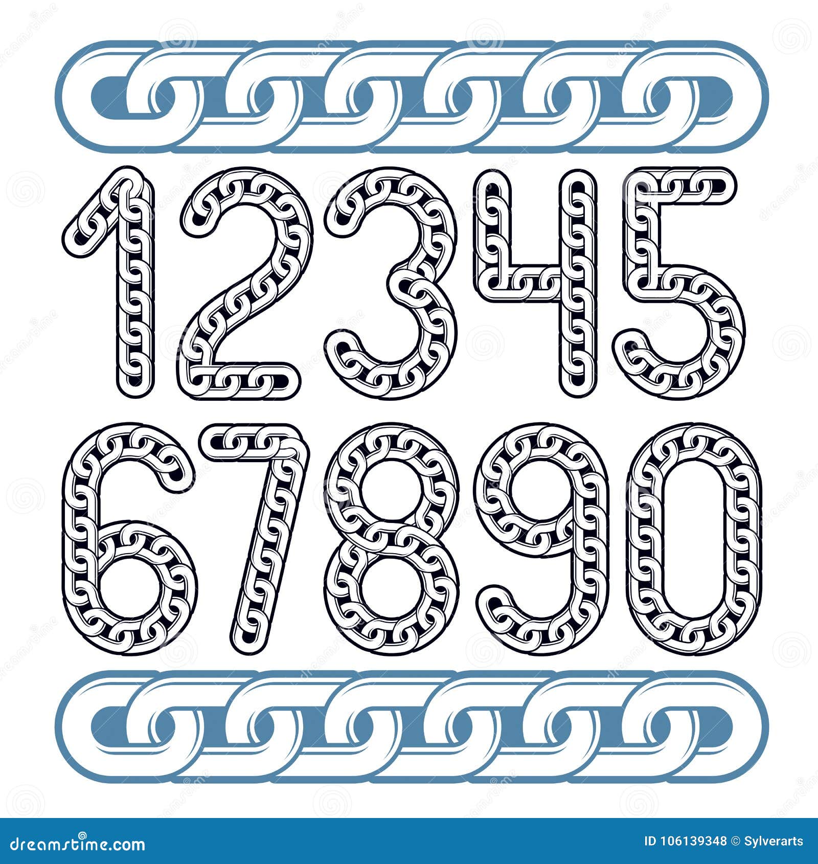Trendy Numbers Collection, Vector Numeration. Made with Steel Ch Stock ...