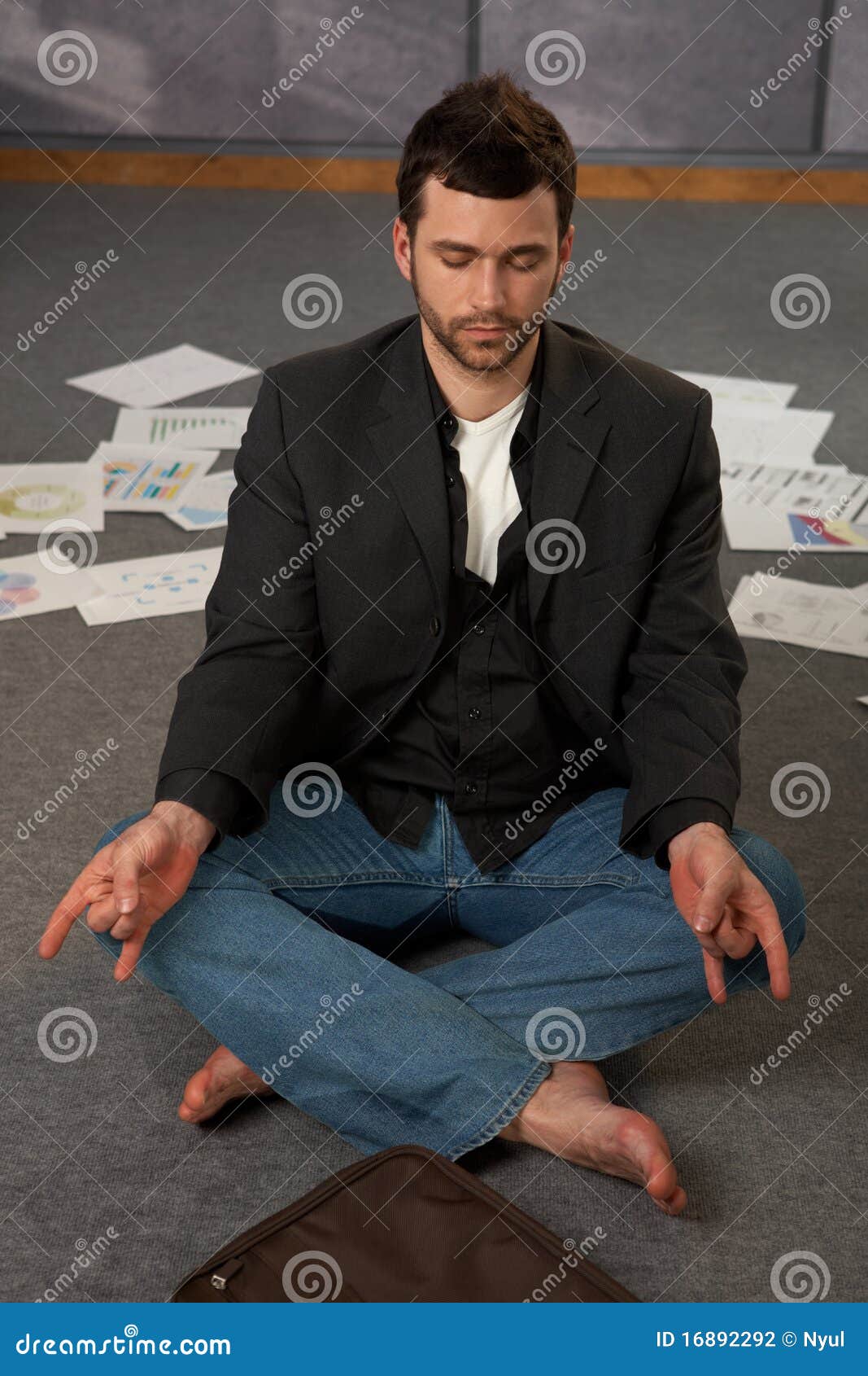 Trendy Office Worker Meditating Stock Photo - Image of casual ...