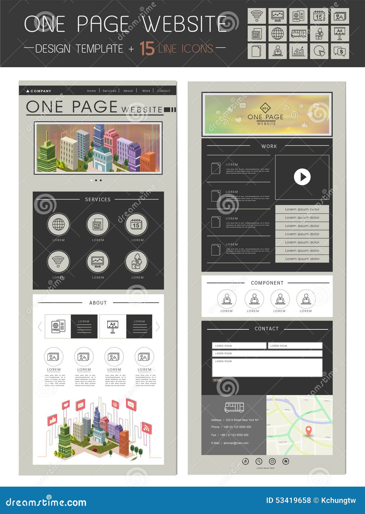 Trendy One Page Website Template Design Stock Vector - Illustration of ...