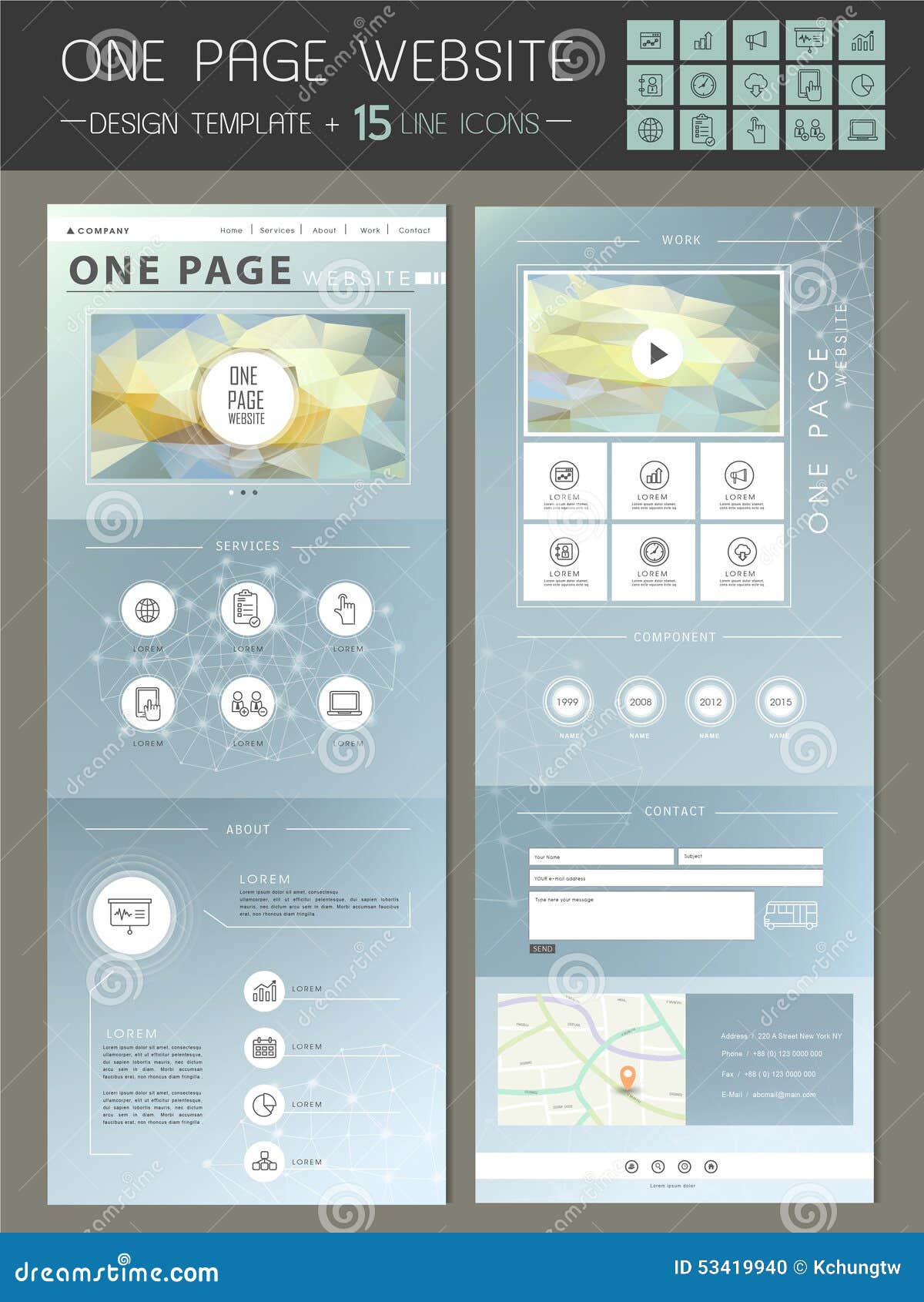 Trendy One Page Website Template Design Stock Vector - Illustration of ...