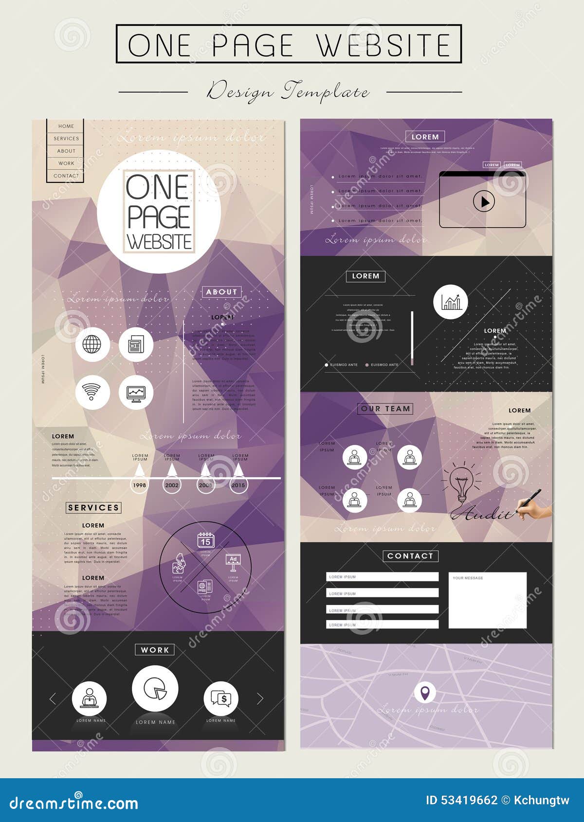 Trendy One Page Website Template Design Stock Vector - Illustration of ...