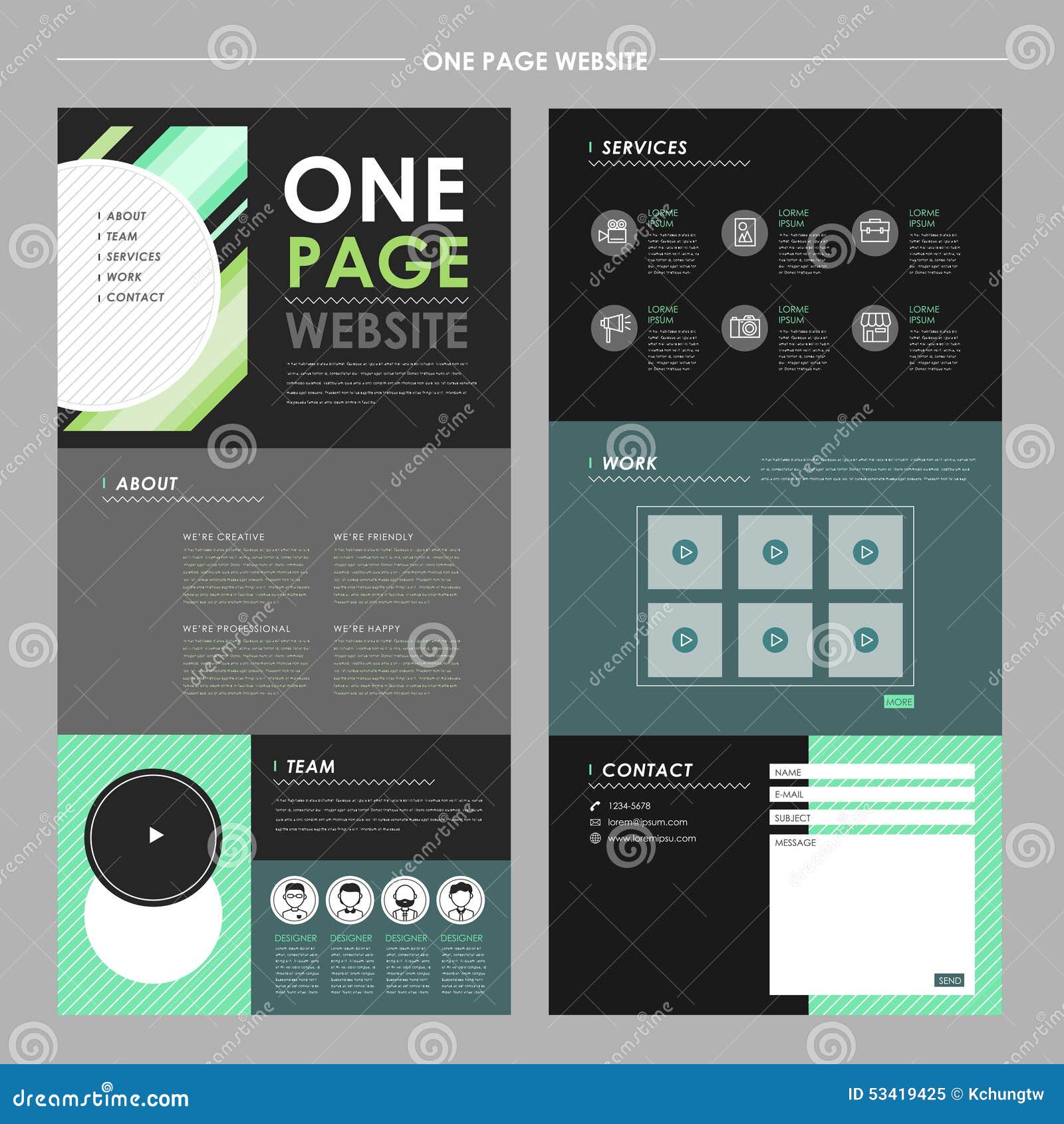 Trendy One Page Website Template Design Stock Vector - Illustration of ...