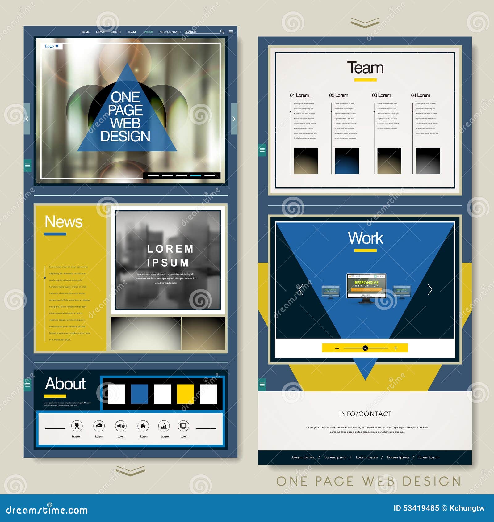 Trendy One Page Website Template Design with Geometric Elements Stock ...