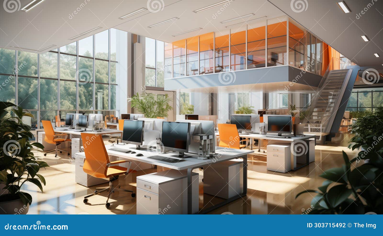 Trendy Open Office Setup Ai Generated Background Image Stock Photo ...