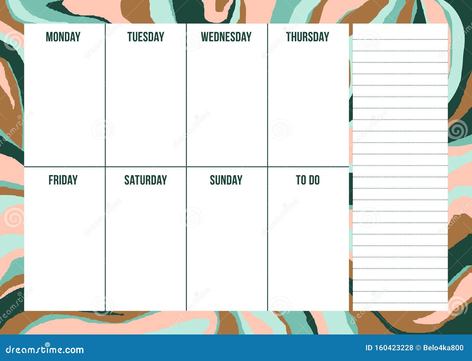 Abstract Fun Weekly Planning Template with Notes on Hand Draw Striped ...