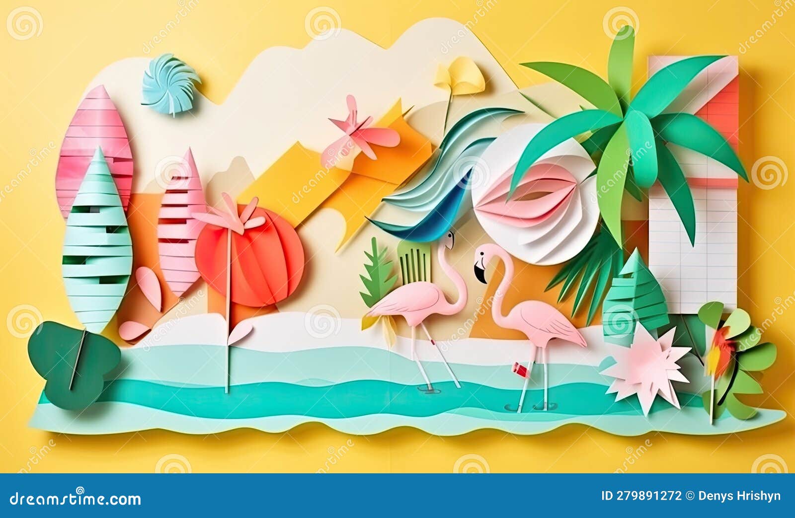 Trendy Paper Collage Art Depicting Unique Summer Vacation Experience ...