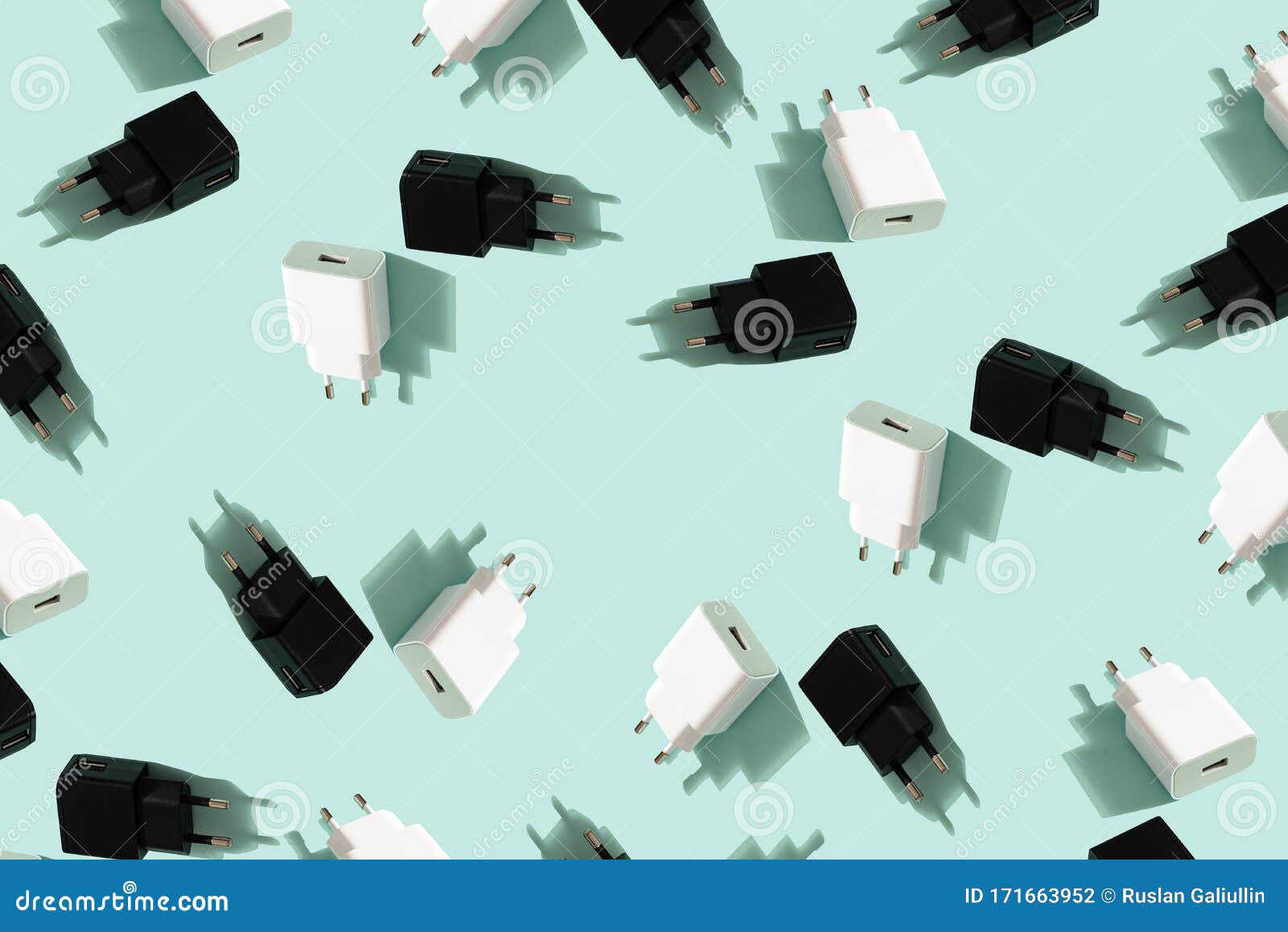 Pattern of Chargers in Black and White on Blue Background Stock ...