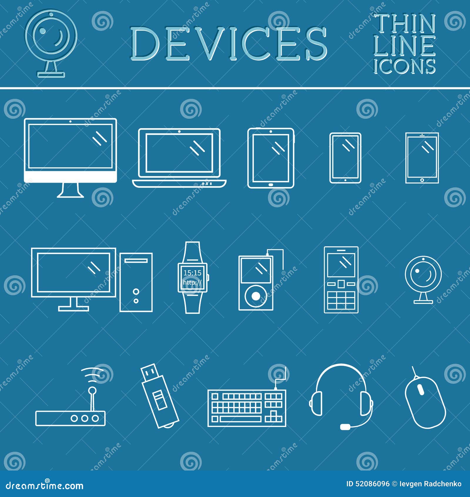 Trendy PC, Computer, Mobile Gadgets and Device Line Icons, Mono Vector ...