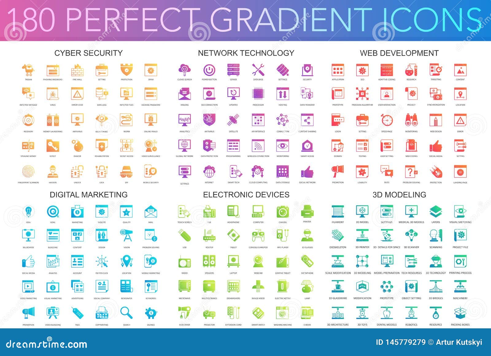 180 Trendy Perfect Gradient Icons Set of Cyber Security, Network ... 180 Trendy Perfect Gradient Icons Set of Cyber Security, Network ...