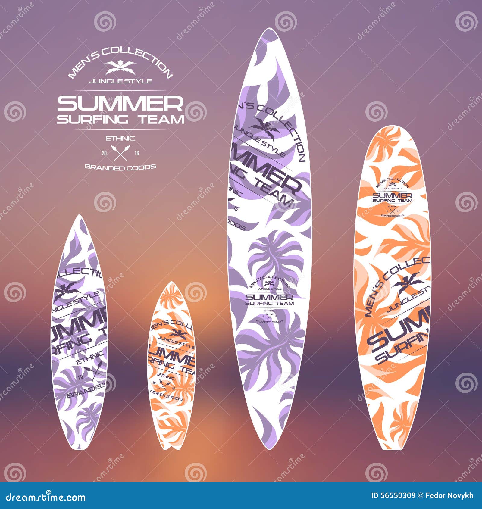 Trendy Print on a Surfboard Stock Vector - Illustration of malibu ...