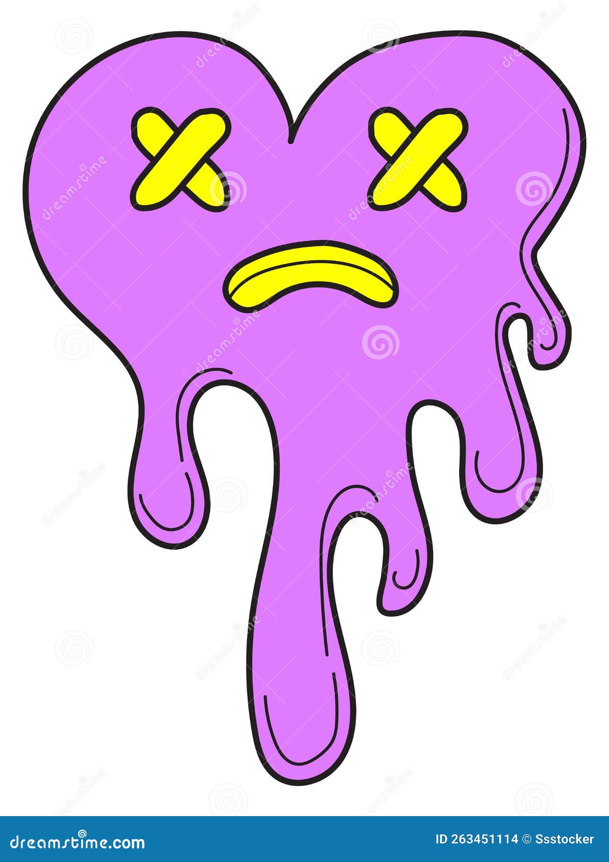 Trendy Psychedelic Sticker. Dead Heart Surreal Element Stock Vector ...