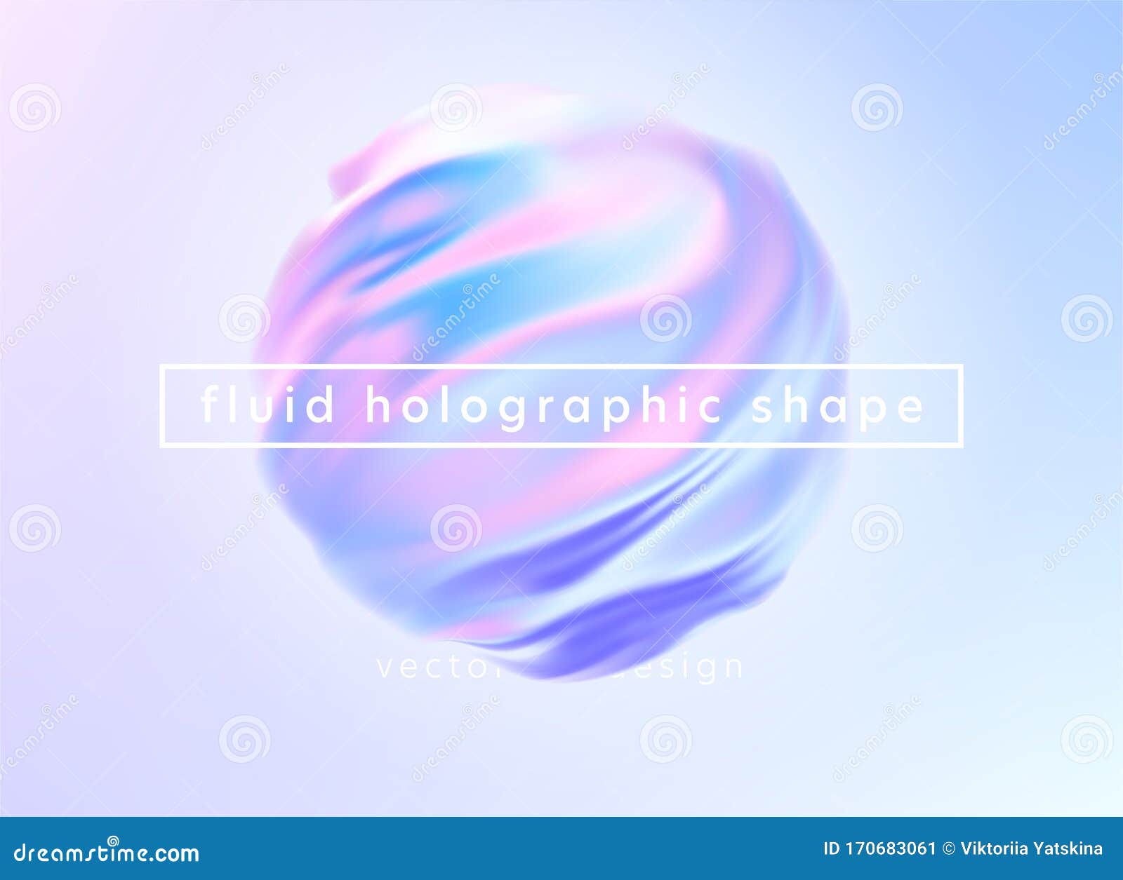 Trendy Realistic Pattern with Holographic 3d Shape on Blue Background ...