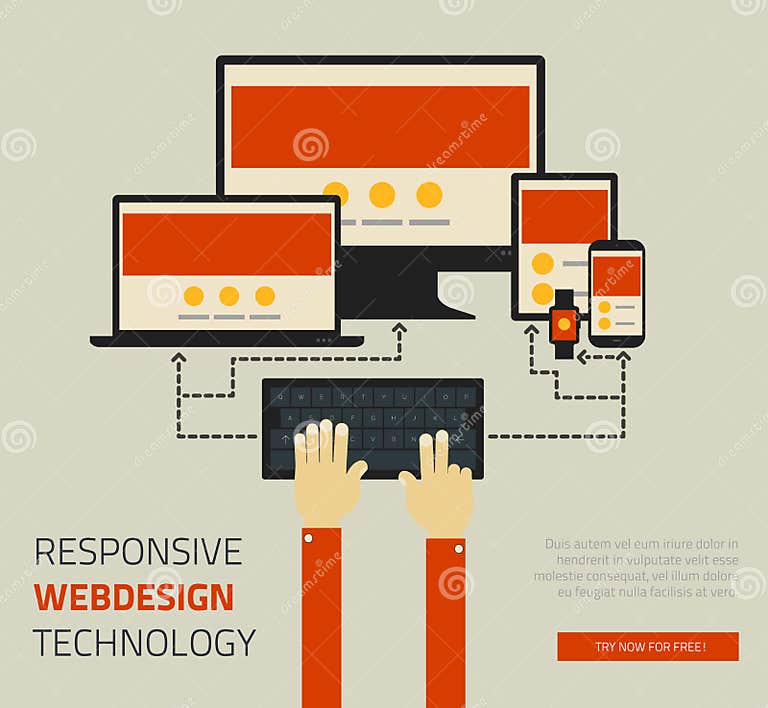 Trendy Responsive Webdesign Technology Page Design Stock Vector ...