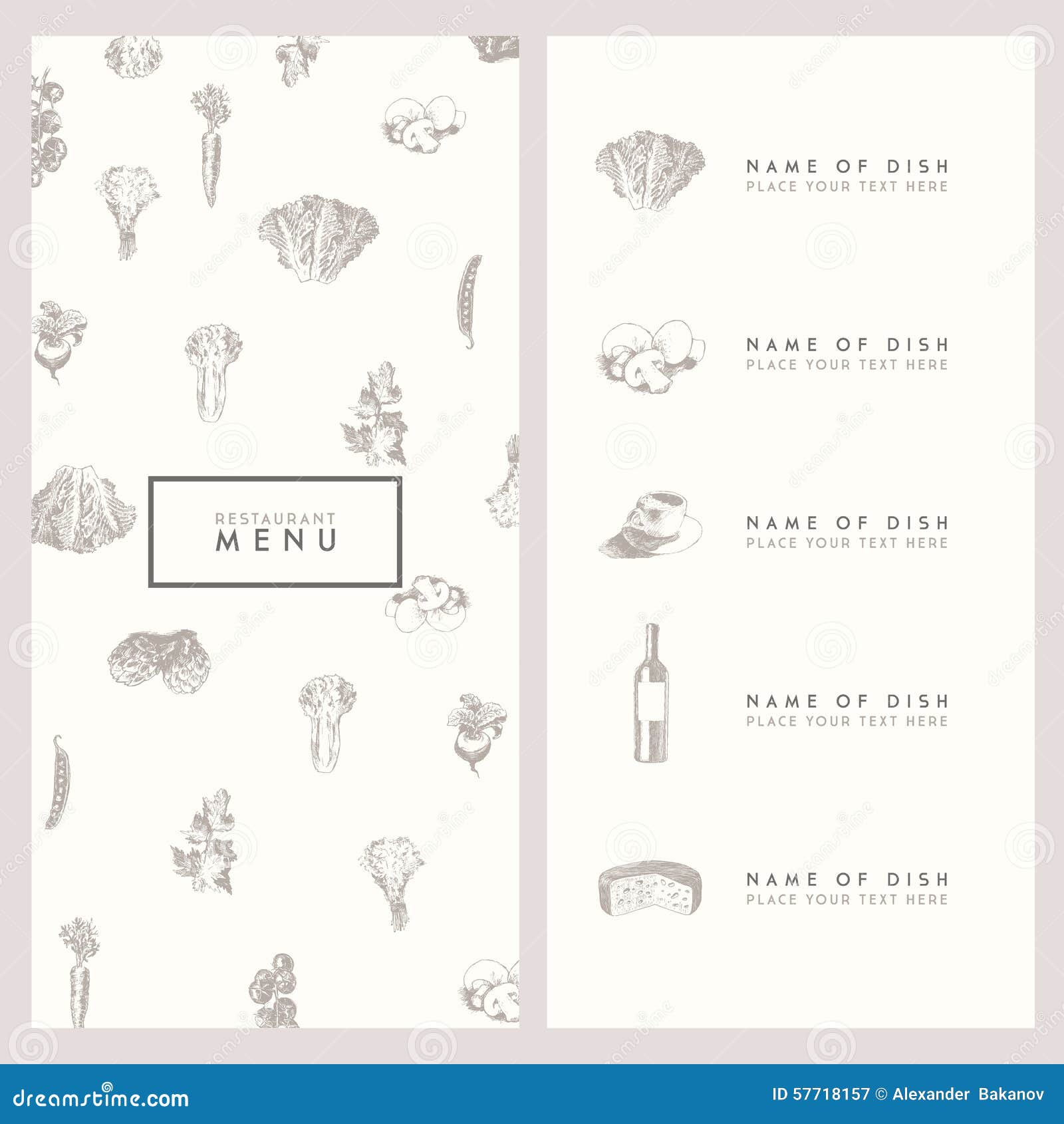 Trendy Restaurant Menu Design Vector Hand Drawn Stock Vector ...
