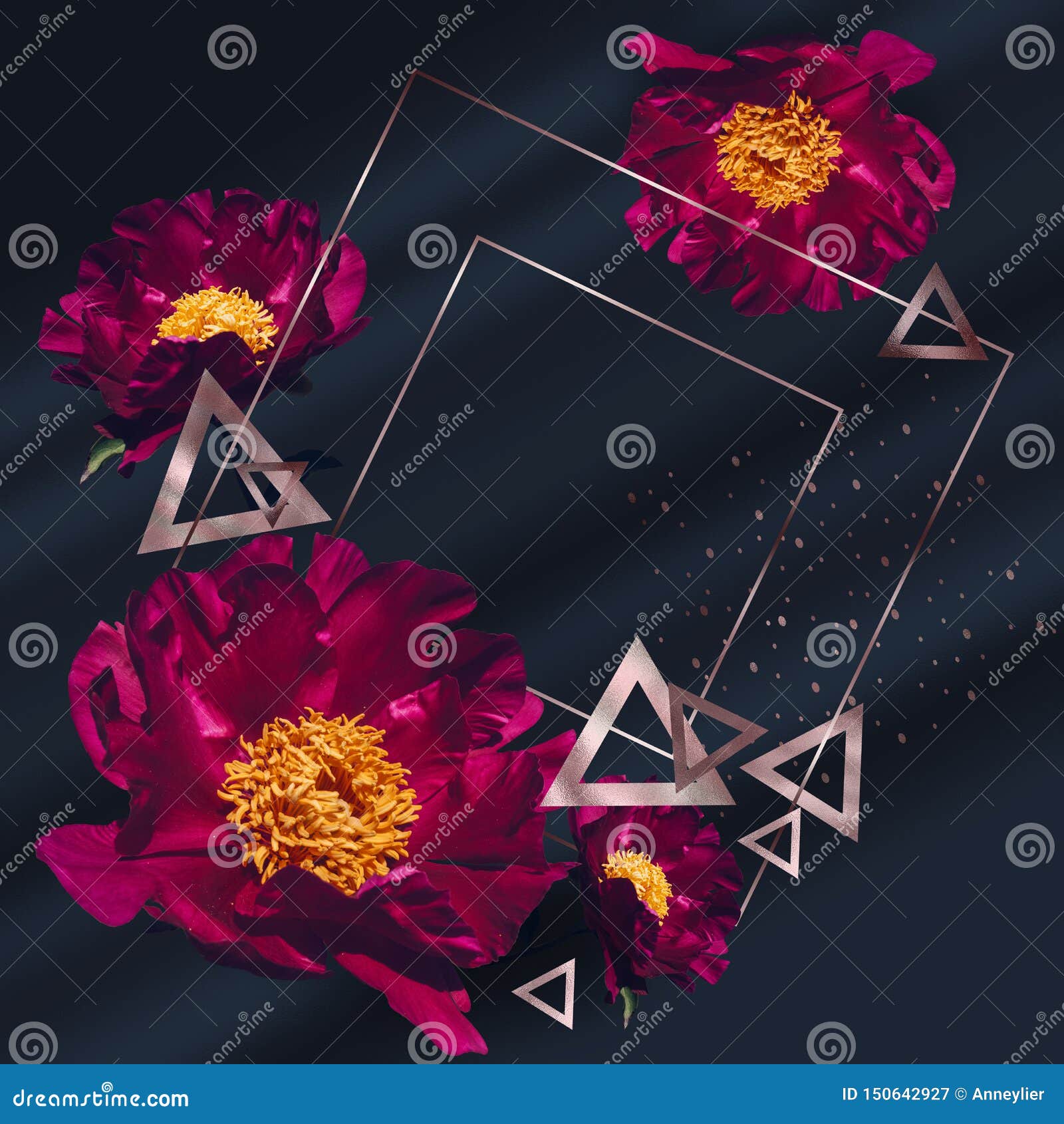 Trendy Rose Gold Frame Decorated with Triangles Stock Illustration ...