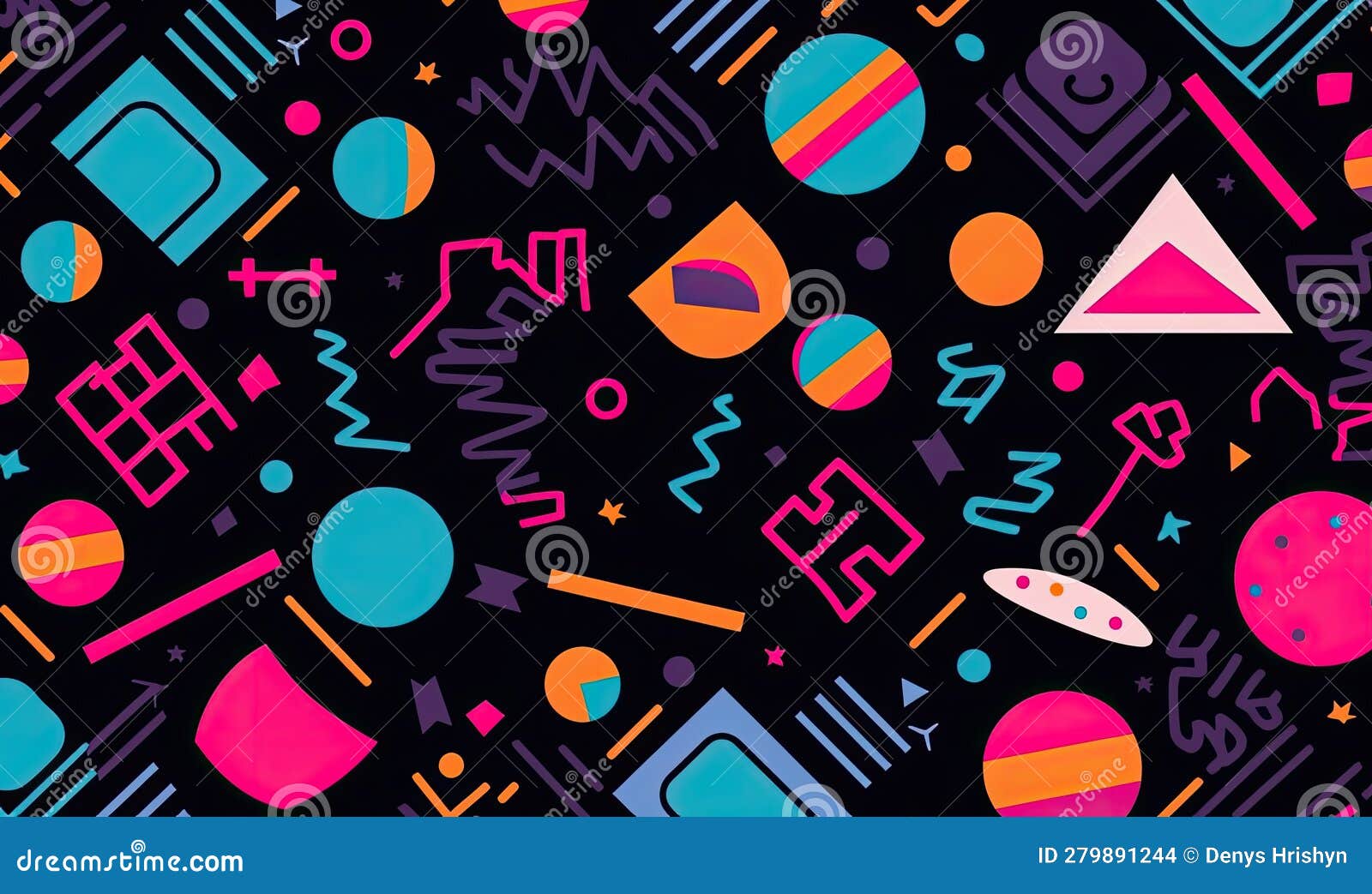 Trendy 80s Abstract Shapes and Lines on Background. Creating Using ...