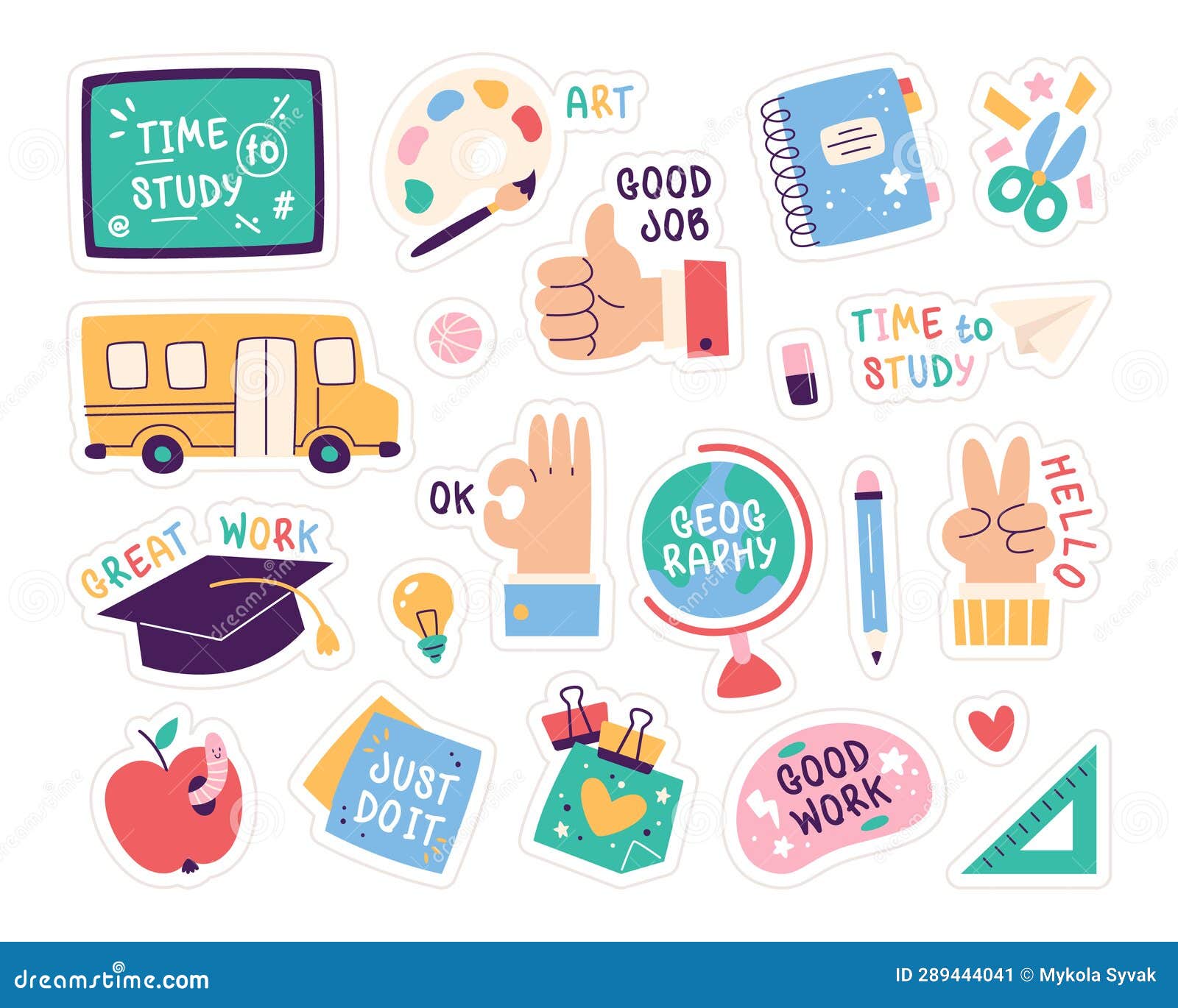 School Study Sticker Set with Education Stationery, Accessories and ...