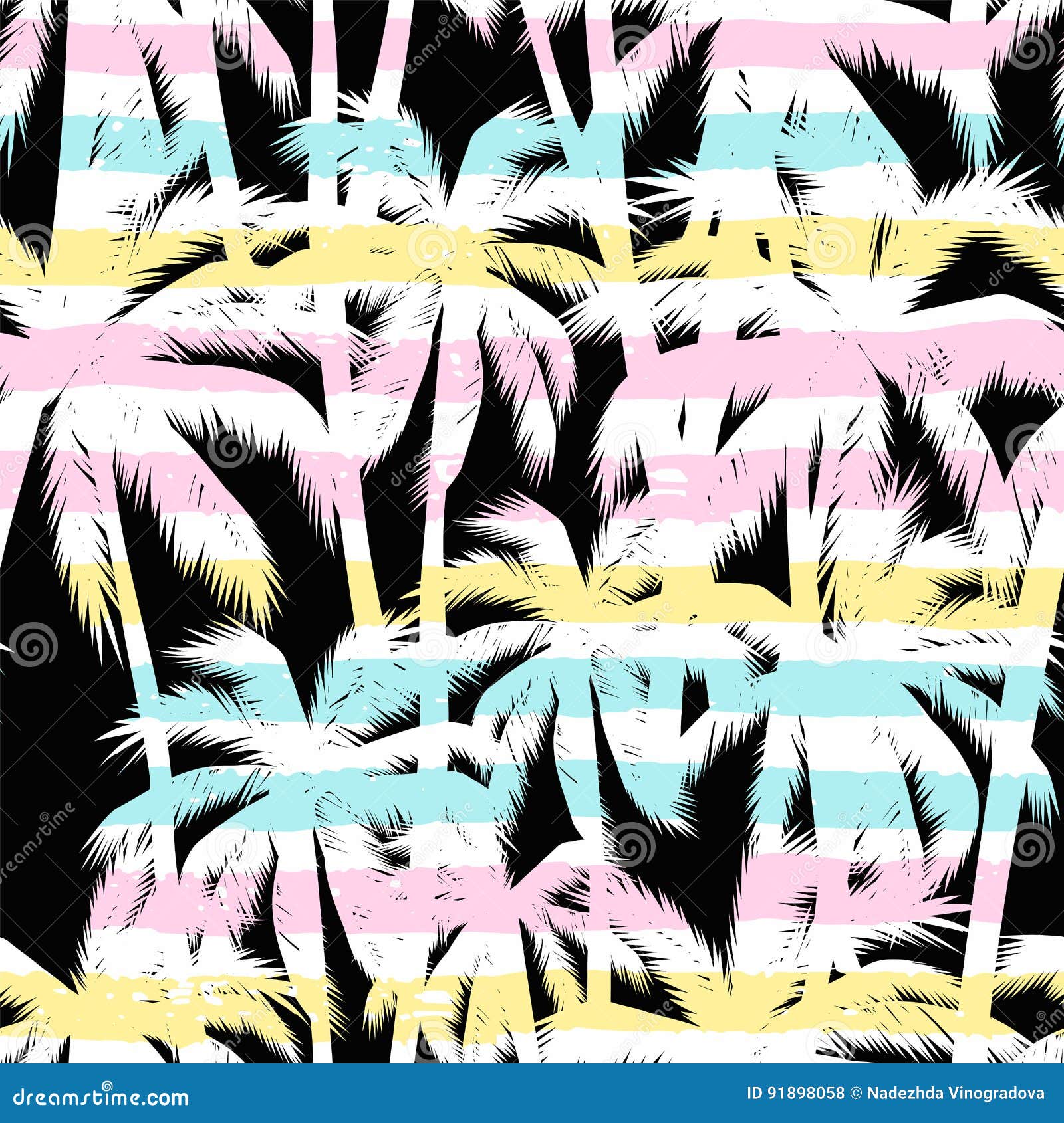 Trendy Seamless Exotic Pattern with Palm and Geometric Elements. Stock ...