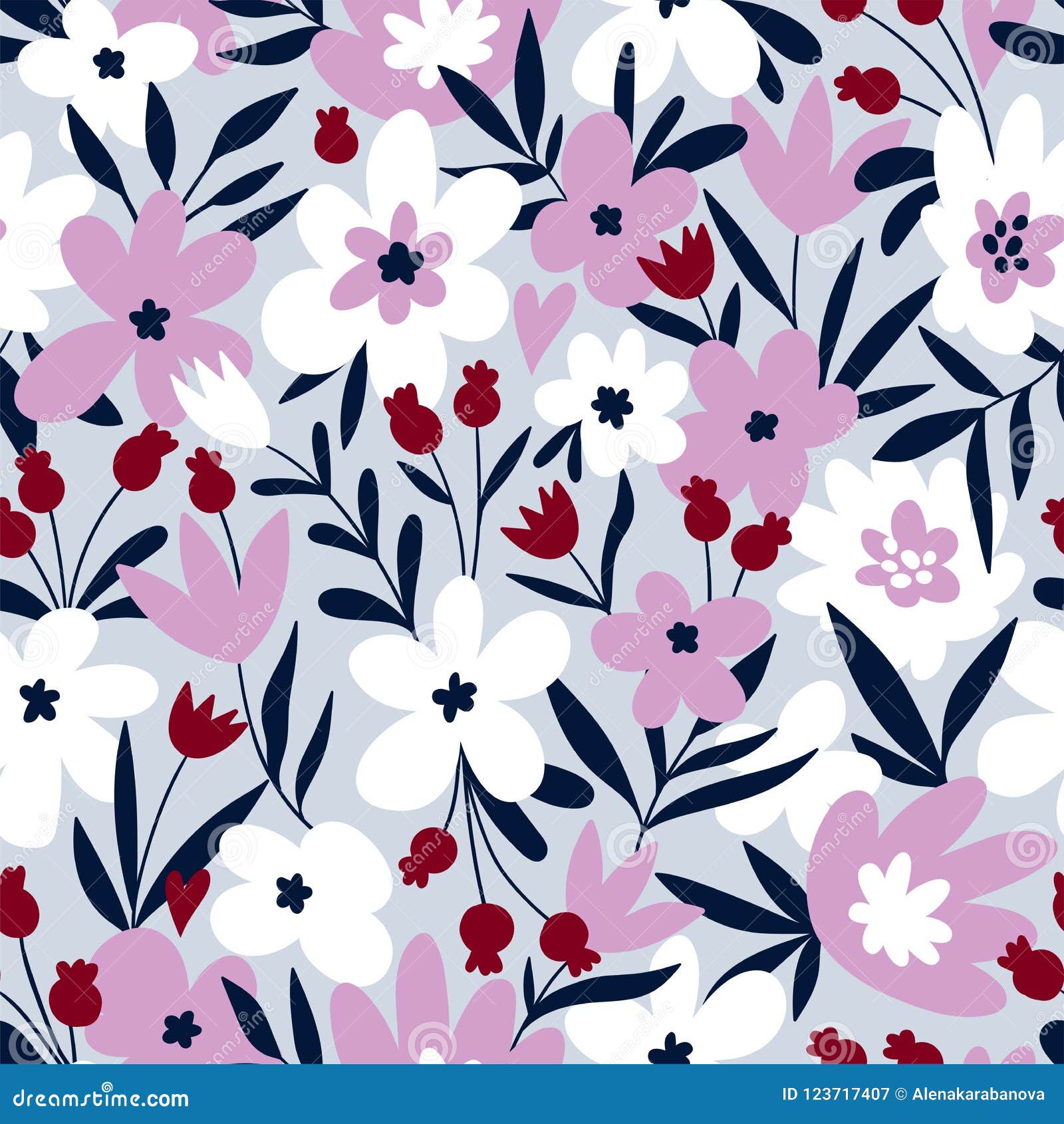 Trendy Seamless Floral Ditsy Pattern. Fabric Design with Simple Flowers ... Trendy Seamless Floral Ditsy Pattern. Fabric Design with Simple Flowers ...