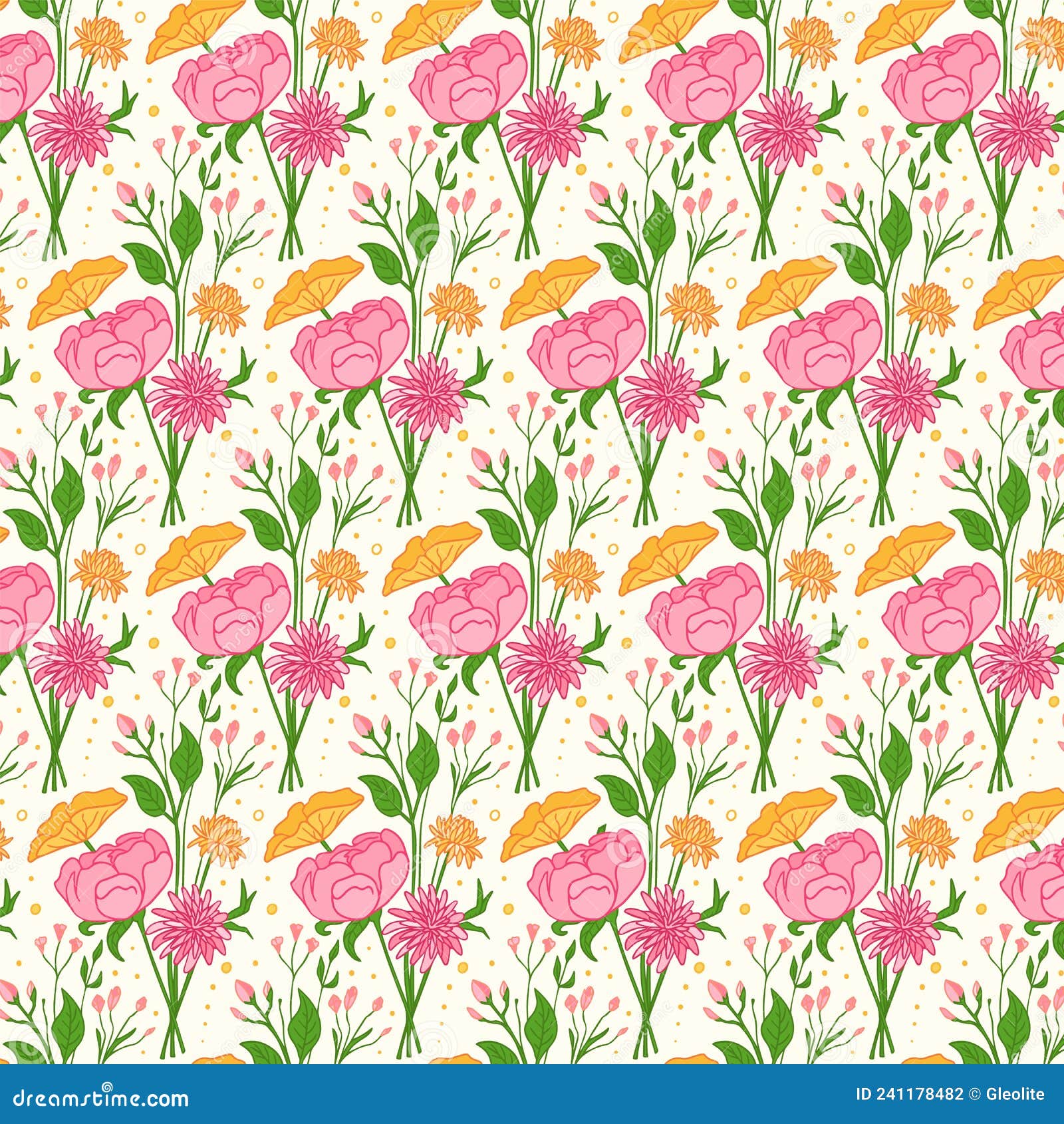 Trendy Seamless Floral Pattern Bouqet with Roses Stock Vector ...