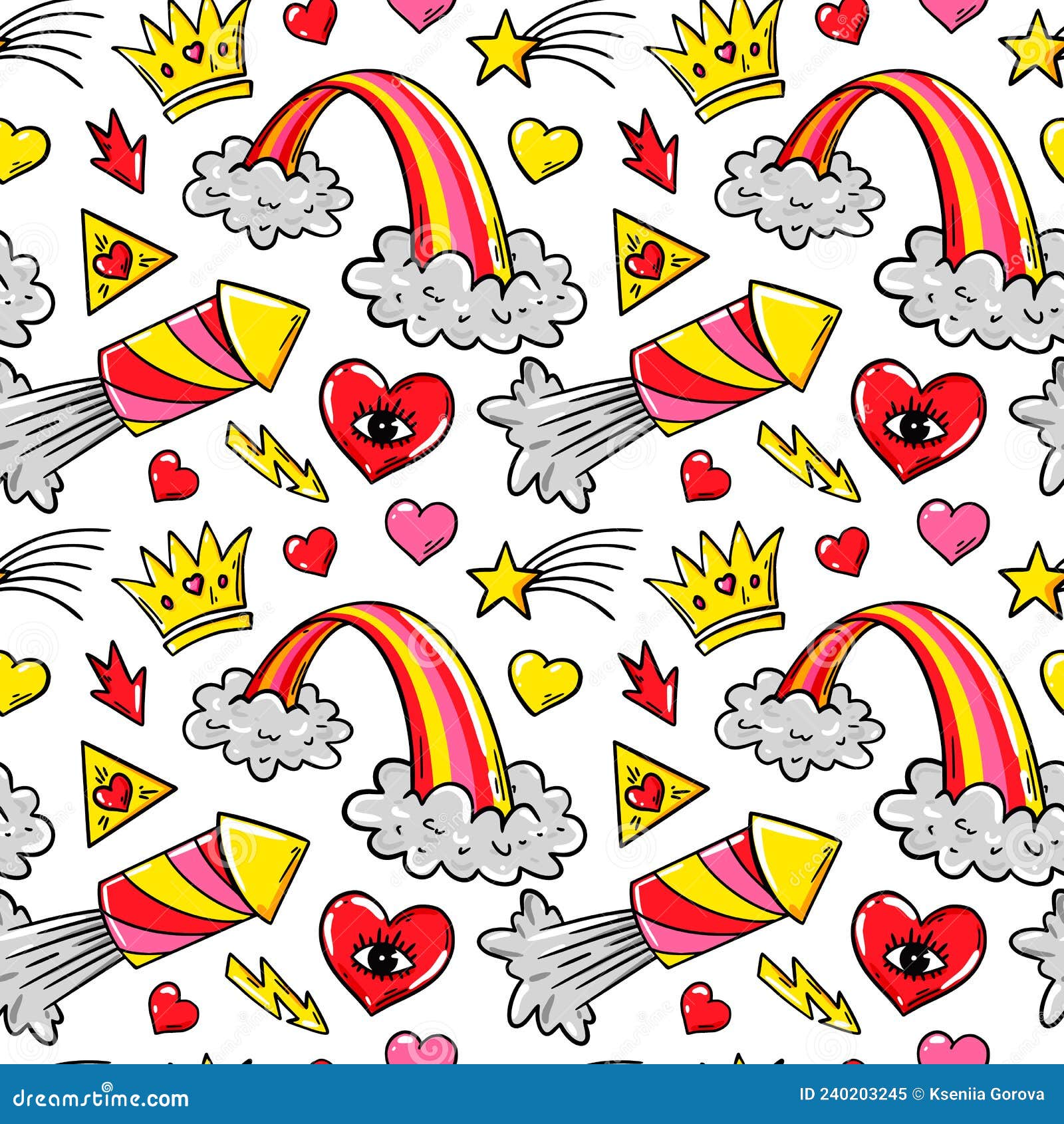 Trendy Seamless Pattern with Comic Design. Vector Illustration Stock ...