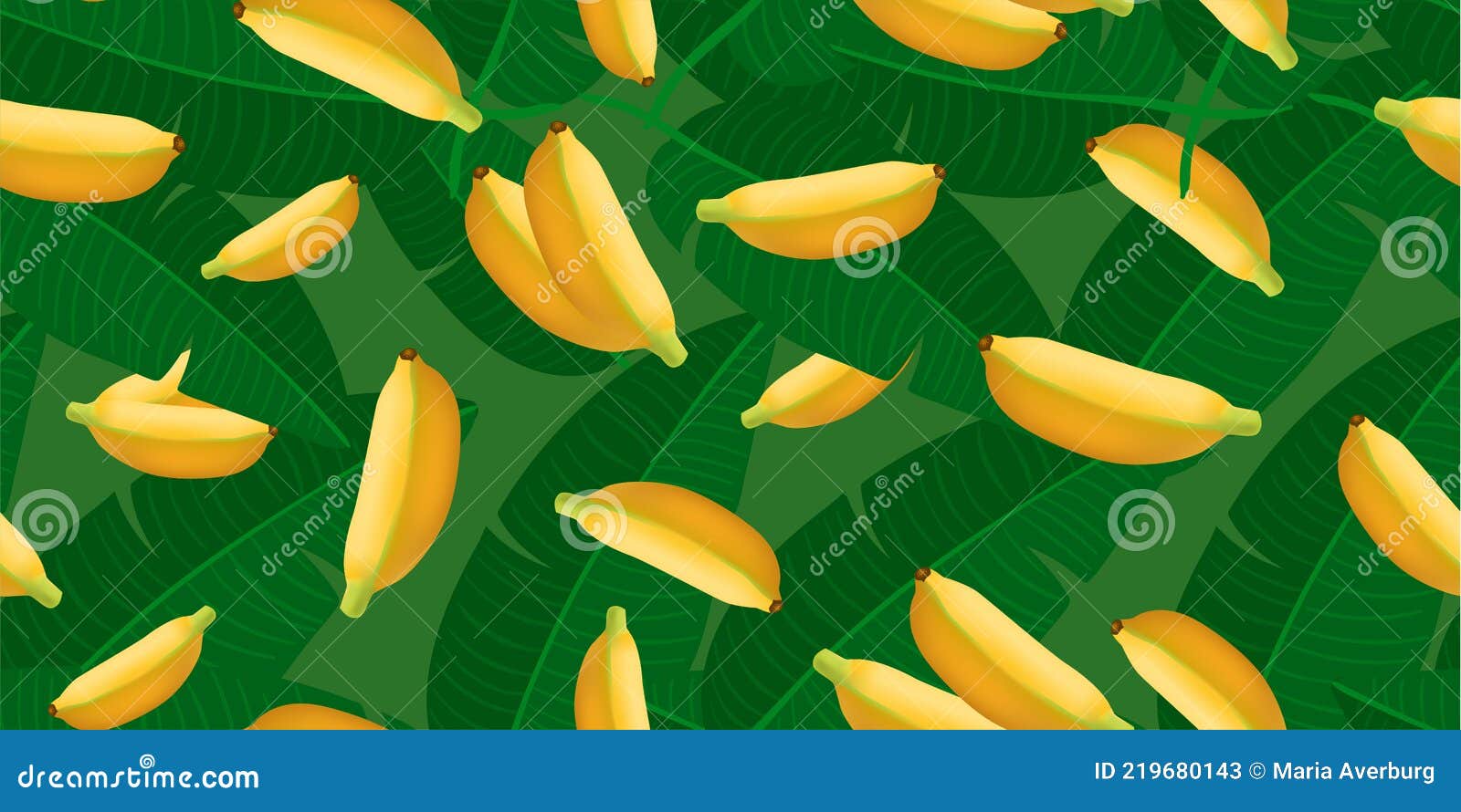 Trendy Seamless Pattern with Realistic Baby Banana. Vector Realistic ...