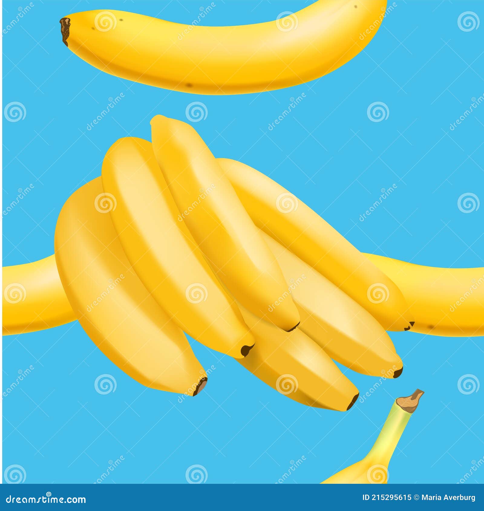 Trendy Seamless Pattern with Realistic Banana Bunch. Vector Realistic ...