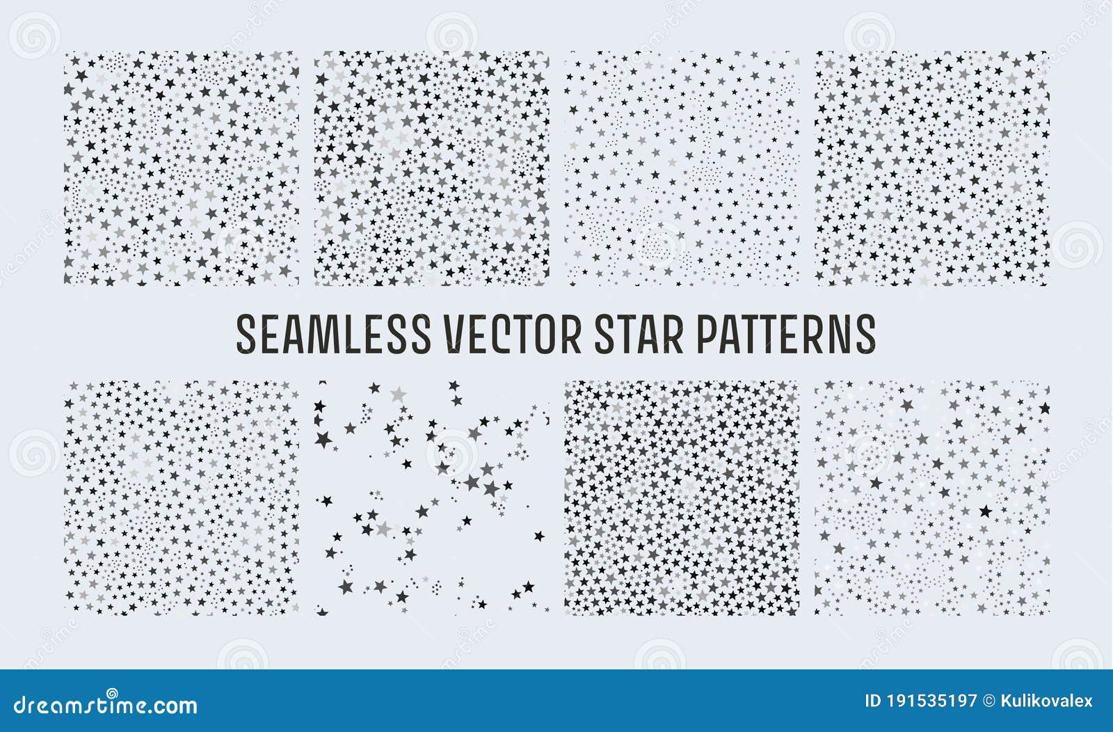 Trendy Seamless Vector Star Patterns Set, Great Design for Any Purposes ...