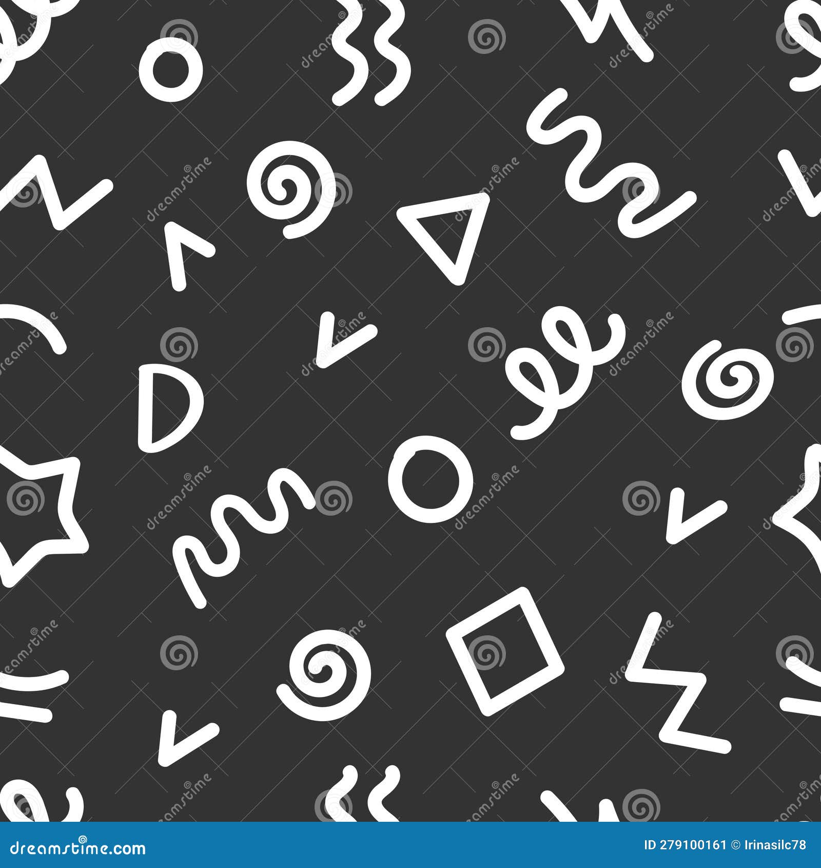 Trendy Squiggles 90s Style Seamless Pattern. Simple Childish Print ...