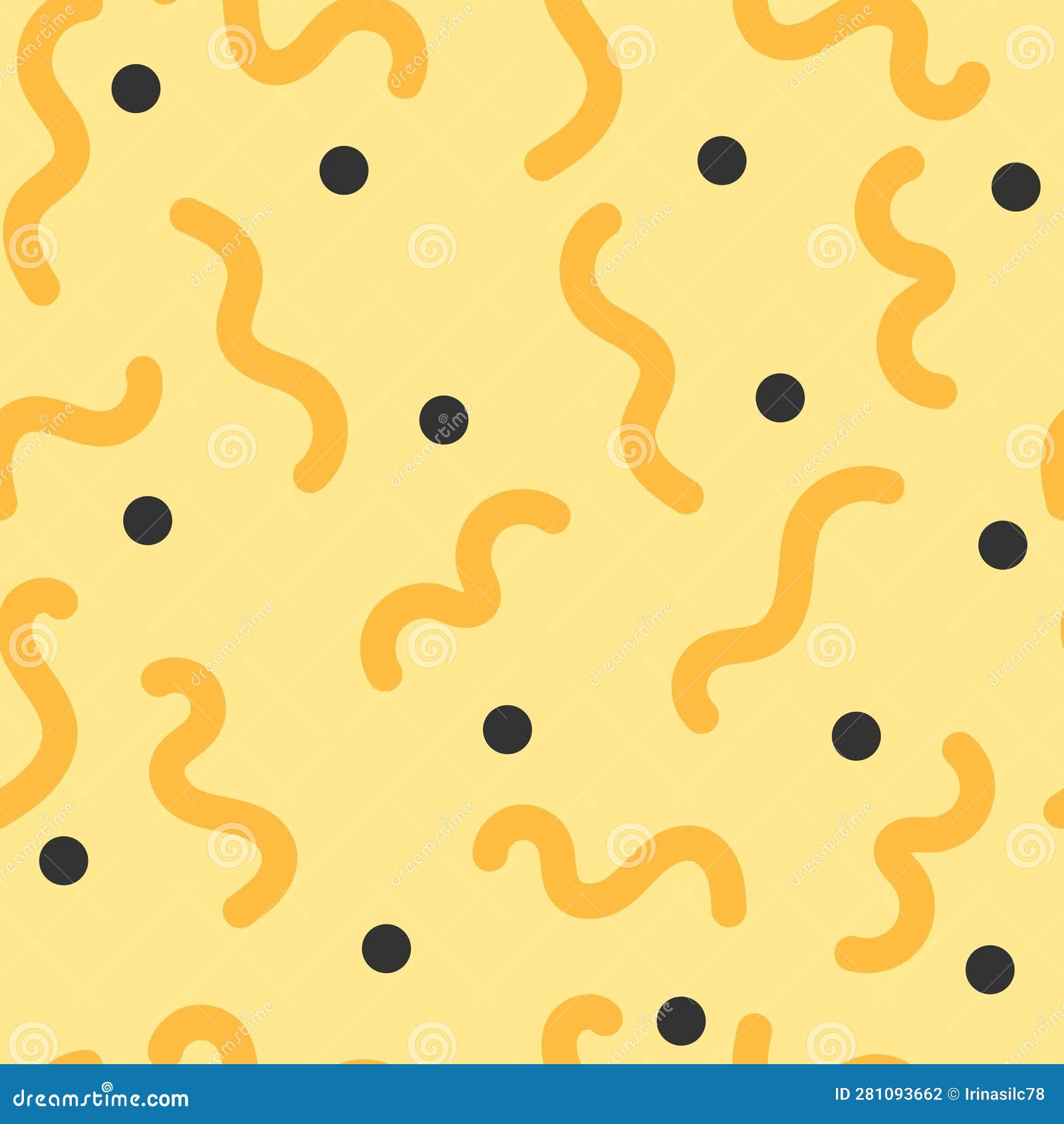 Trendy Squiggles 90s Style Seamless Pattern. Simple Childish Print ...