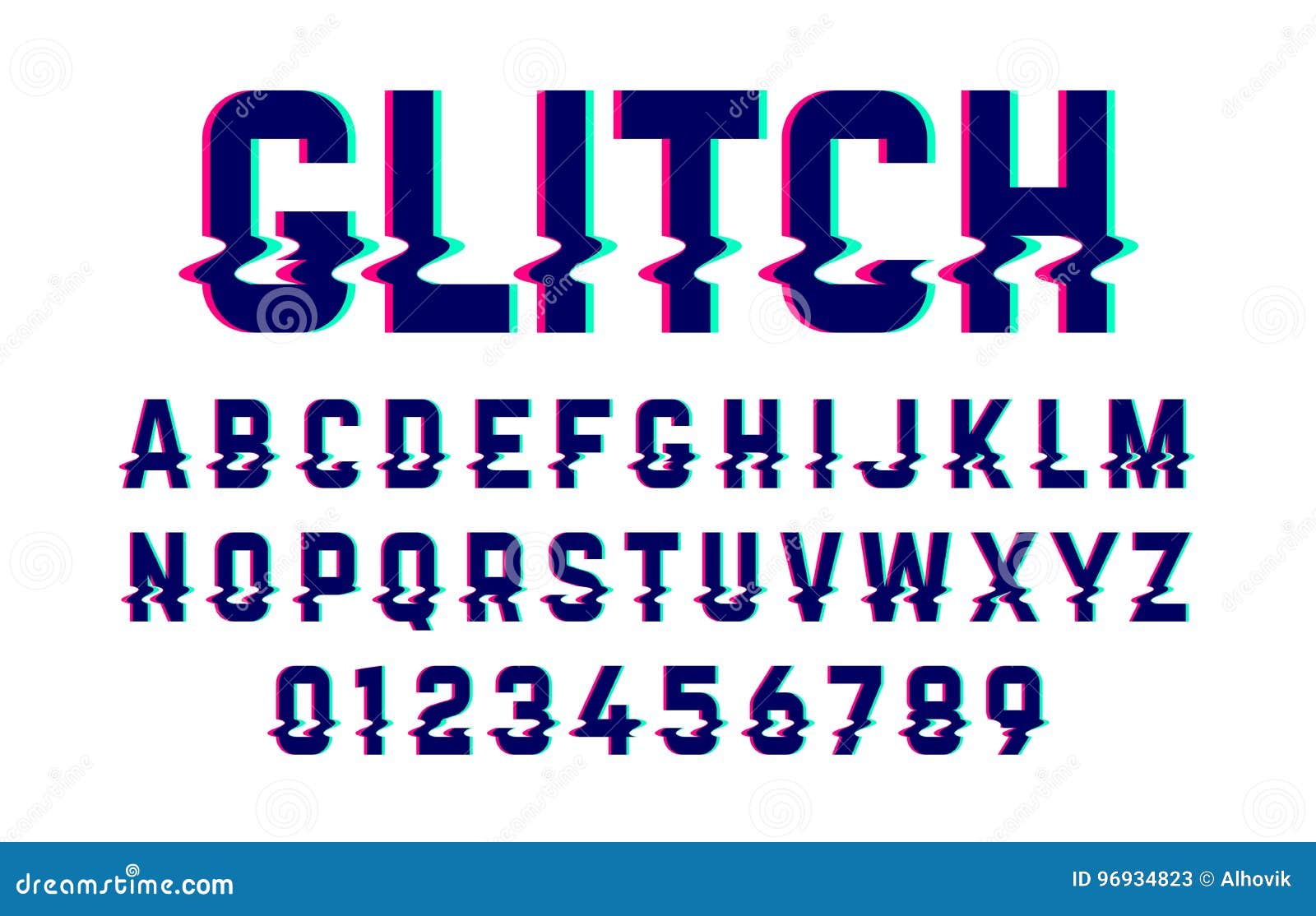 Trendy Style Distorted Glitch Font Stock Vector - Illustration of ...