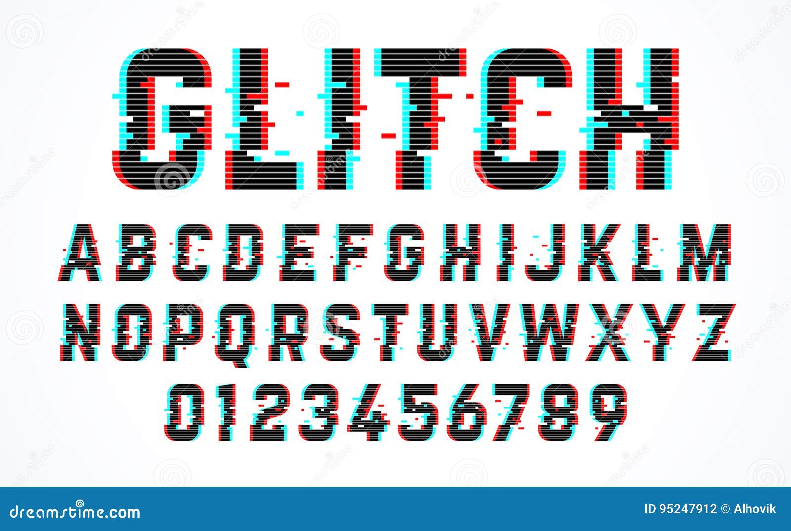 Trendy Style Distorted Glitch Typeface Stock Vector - Illustration of ...